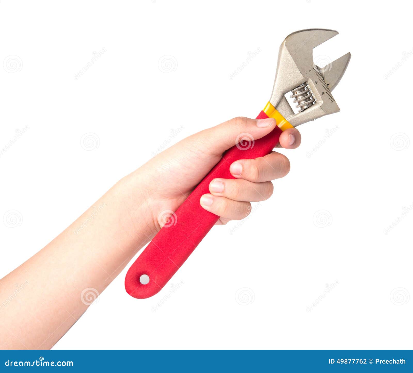 Hand Holding Spanner on White Background Stock Photo - Image of ...