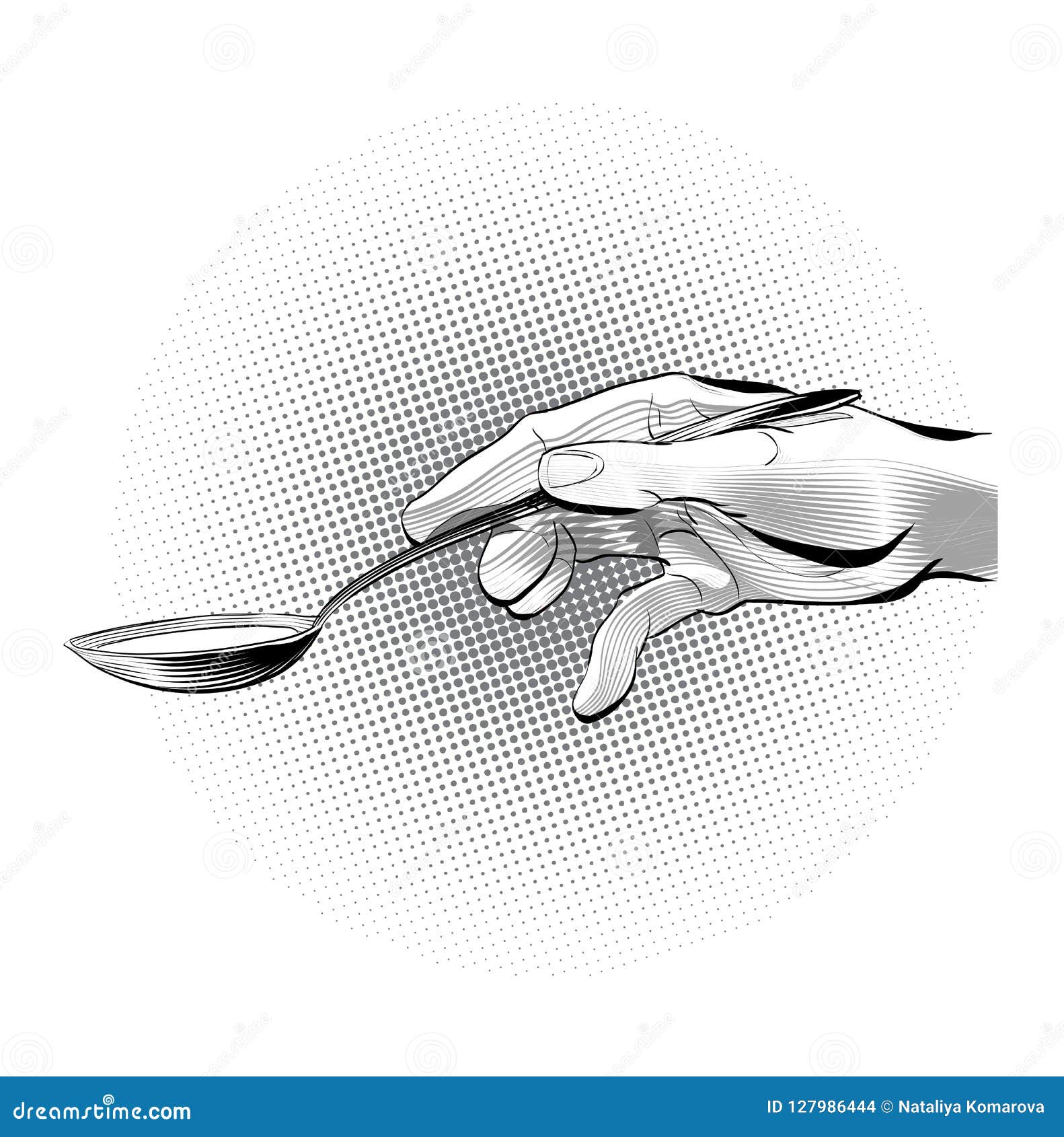 Hand Holding Spoon. Feeding Somebody. Vector Illustration. Stock Vector ...