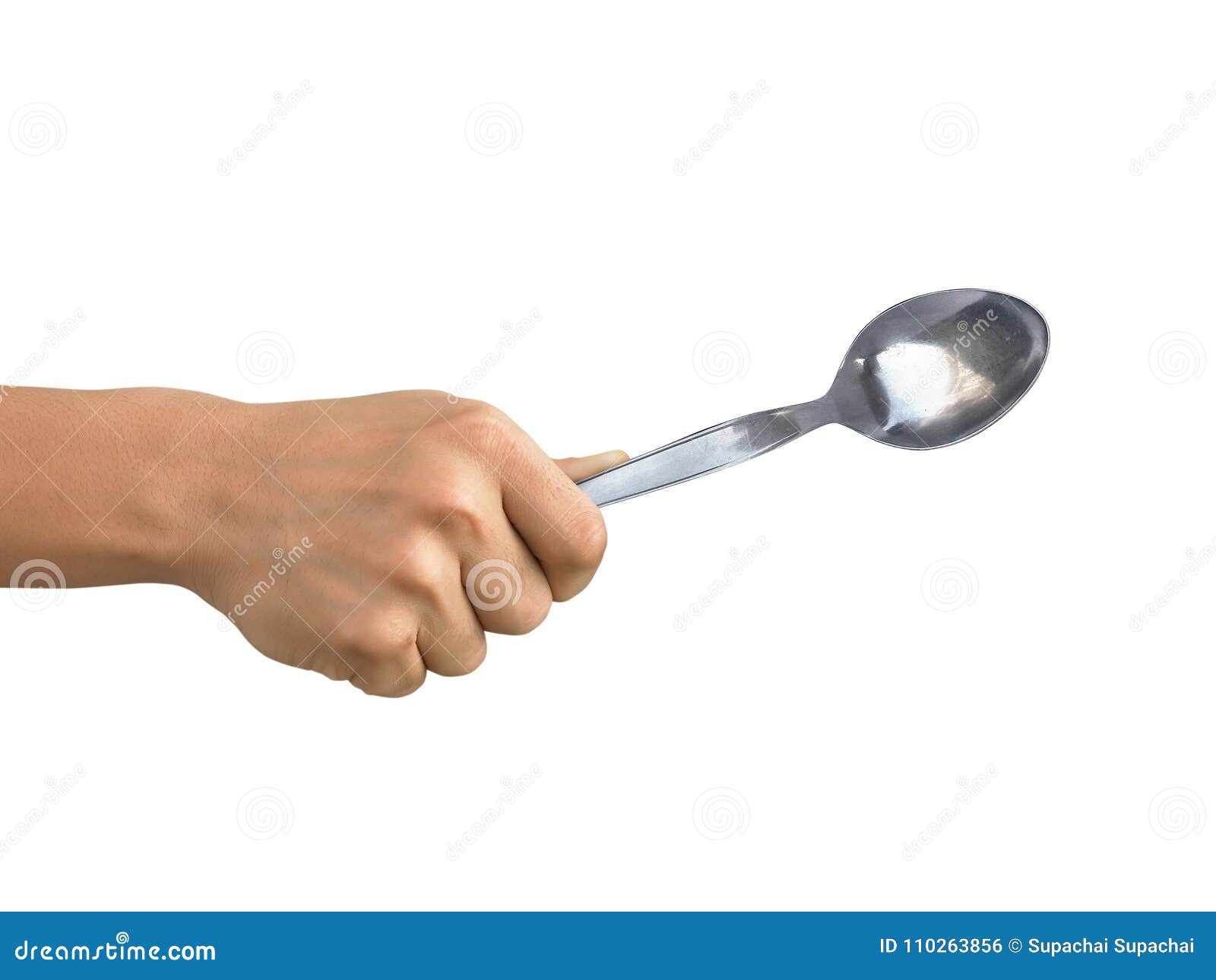 Hand Holding Spoon on a White Background Stock Photo - Image of spoon ...