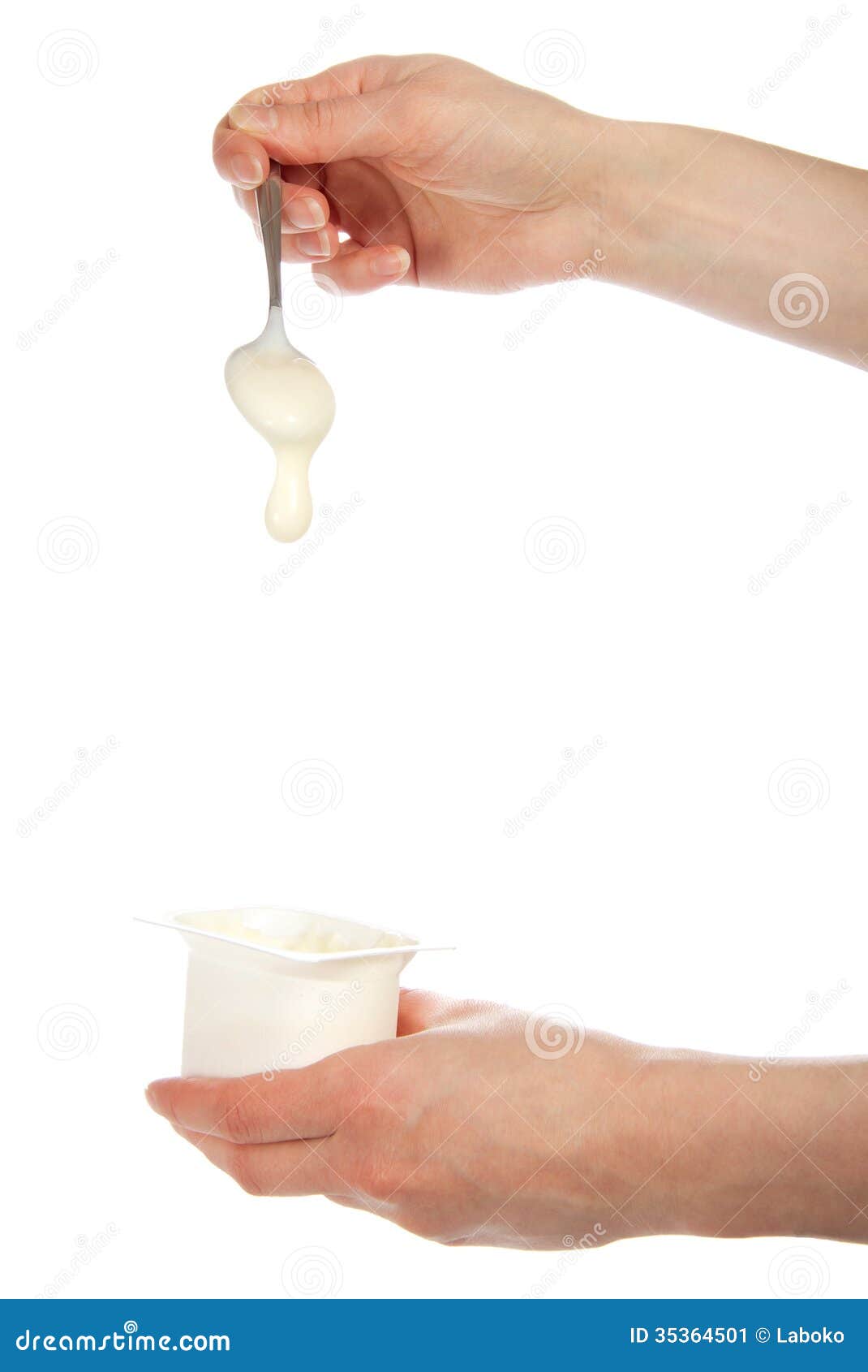 The Hand Holding a Spoon with Yogurt Stock Image - Image of cream ...