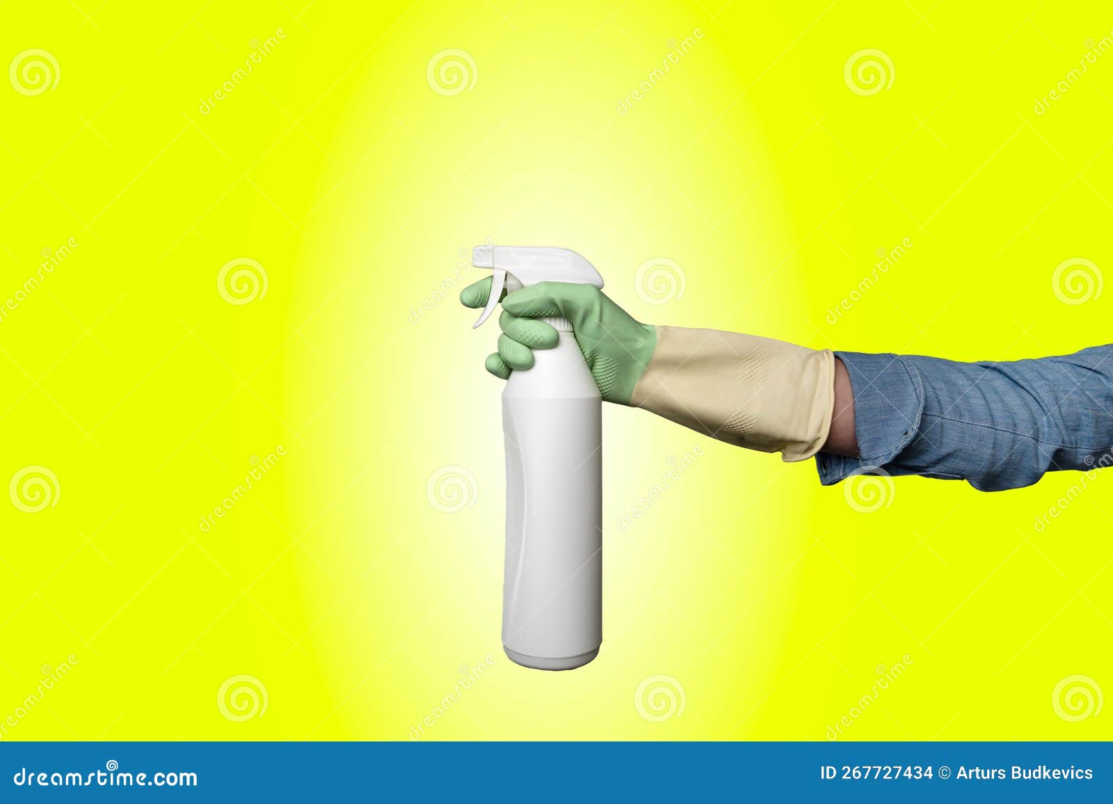 Hand Holding Spray Bottle with Gloves for Insect Extermination or ...