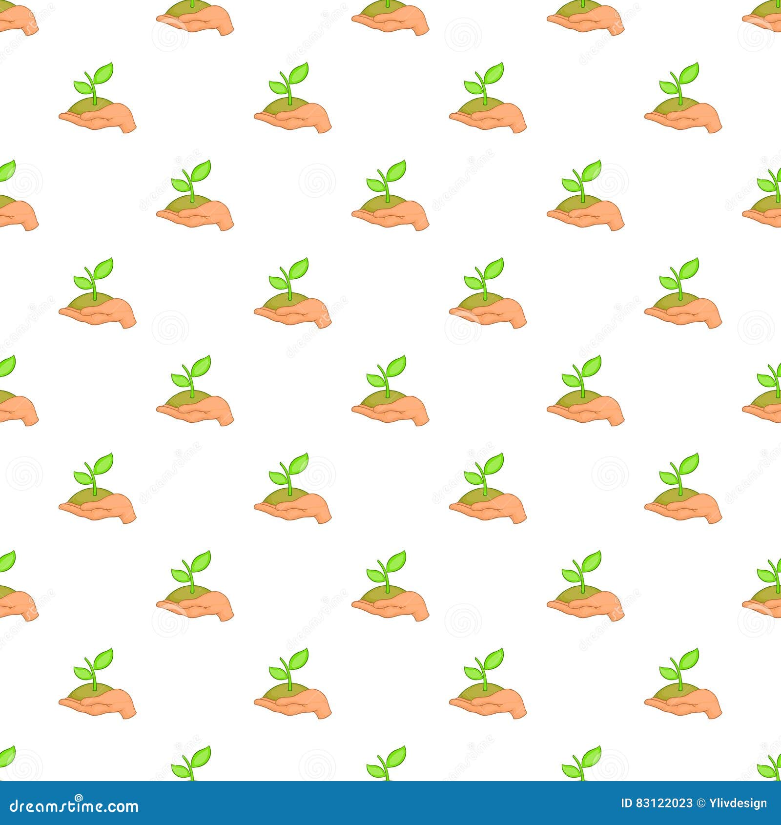 Hand Holding Sprout Pattern, Cartoon Style Stock Vector - Illustration ...