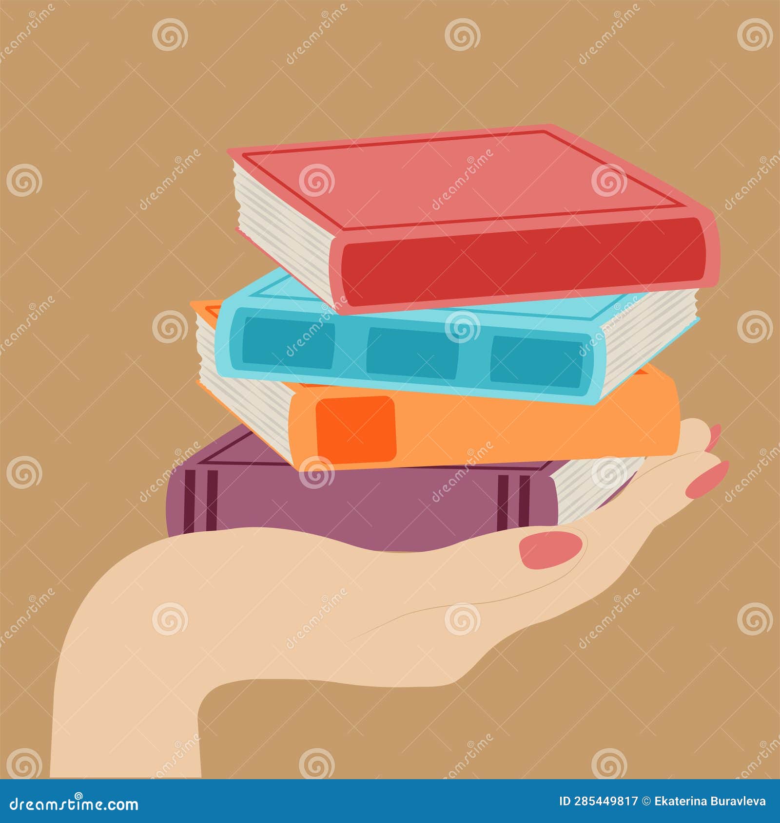 Hand Holding Stack of Books.Concept of Learning Stock Vector ...