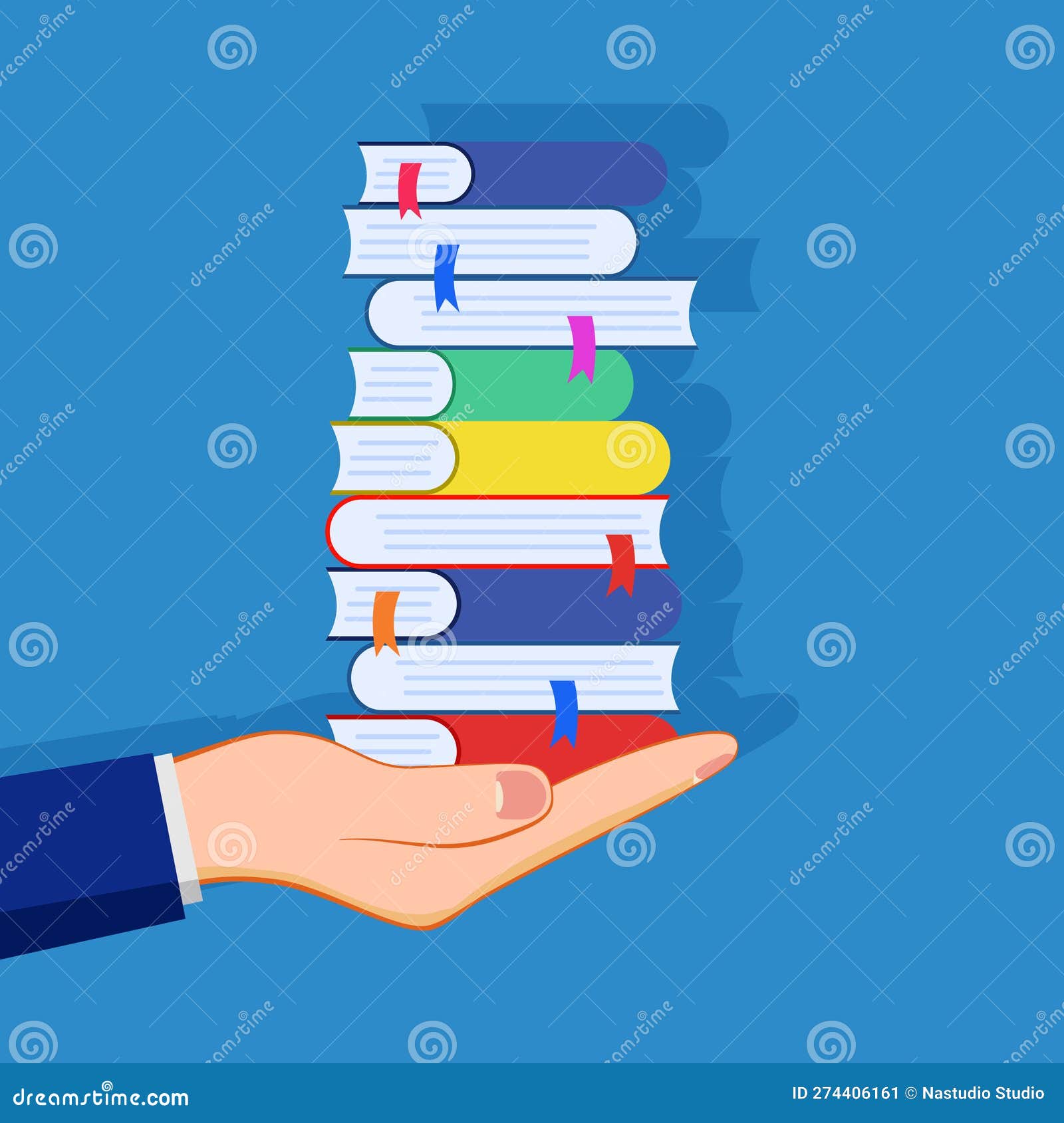 Hand Holding a Stack of Books. Education and Personal Learning Stock ...