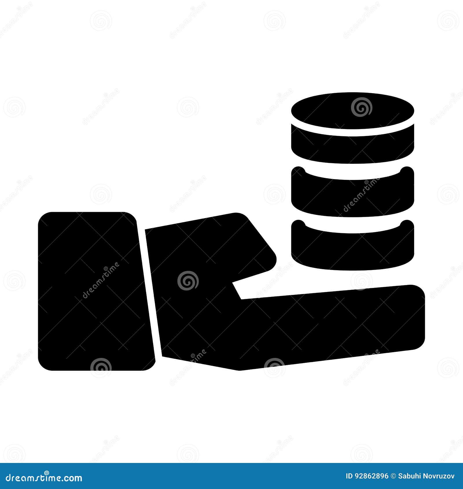 Hand Holding a Stack of Coins Vector Icon. Black and White Coin ...
