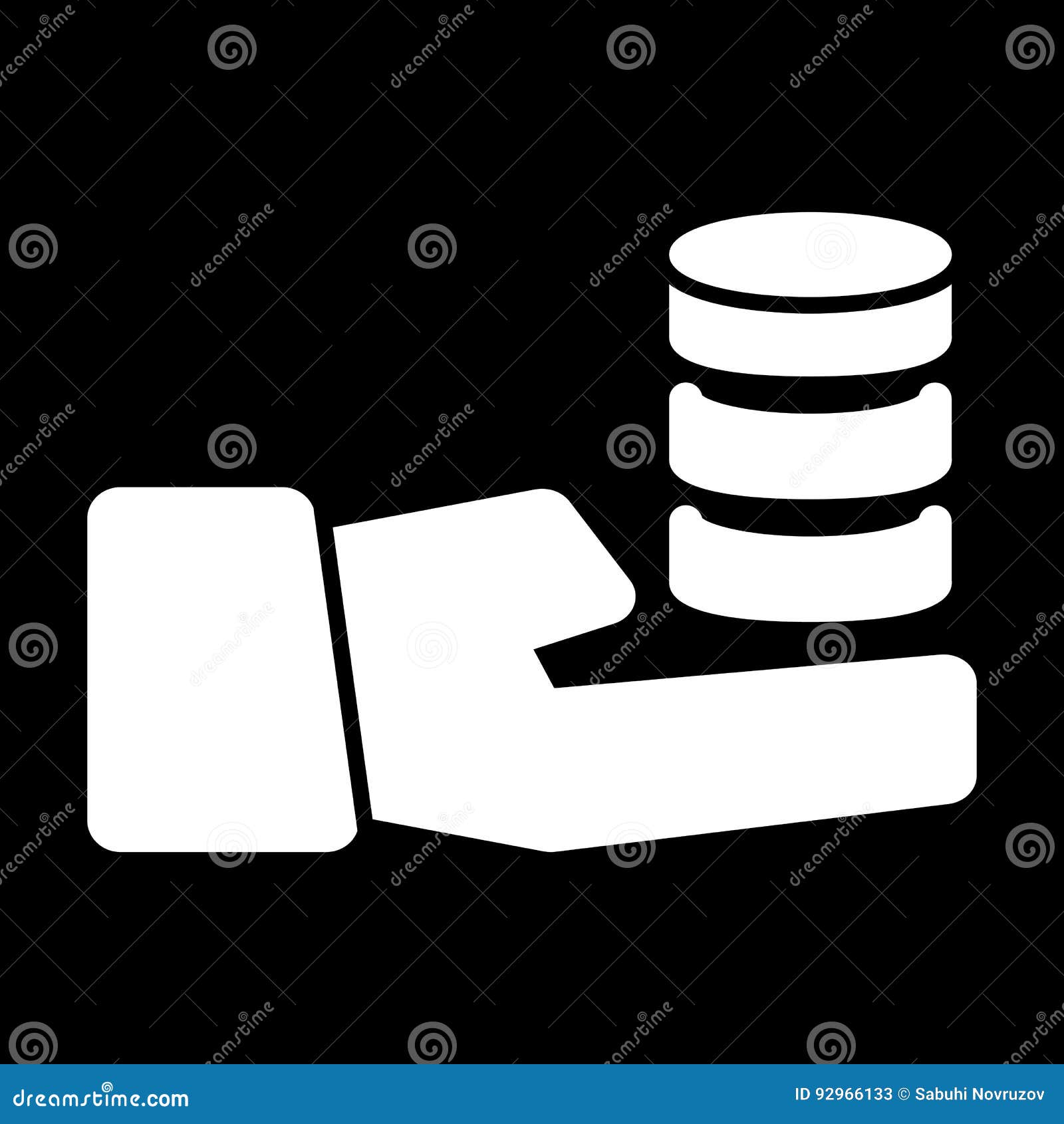 Hand Holding a Stack of Coins Vector Icon. Black and White Coin ...