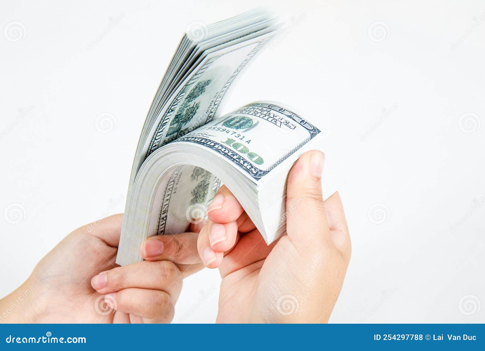 Hand Holding a Stack of Dollars Stock Photo - Image of design, banking ...