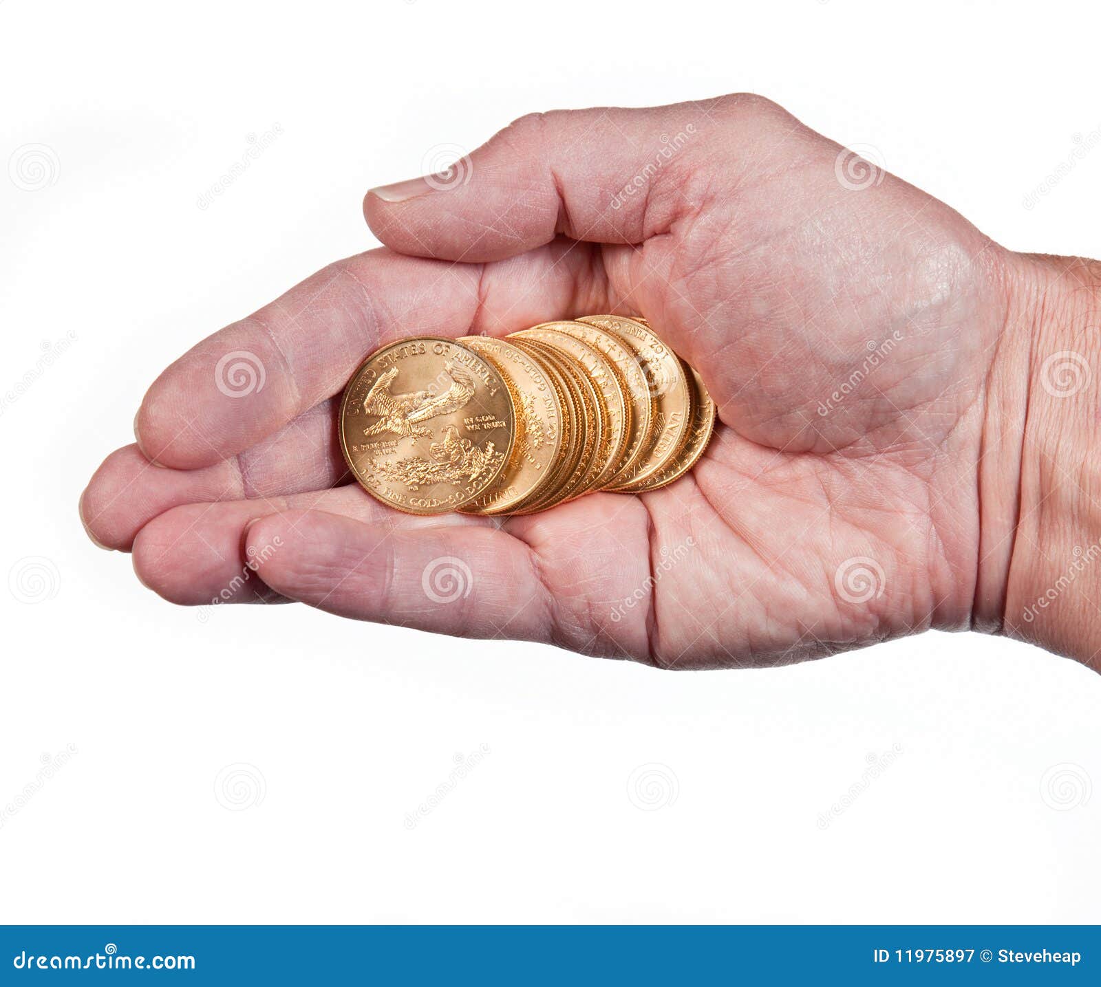 Hand Holding a Stack of Gold Coins Stock Image - Image of pyramid, pure ...