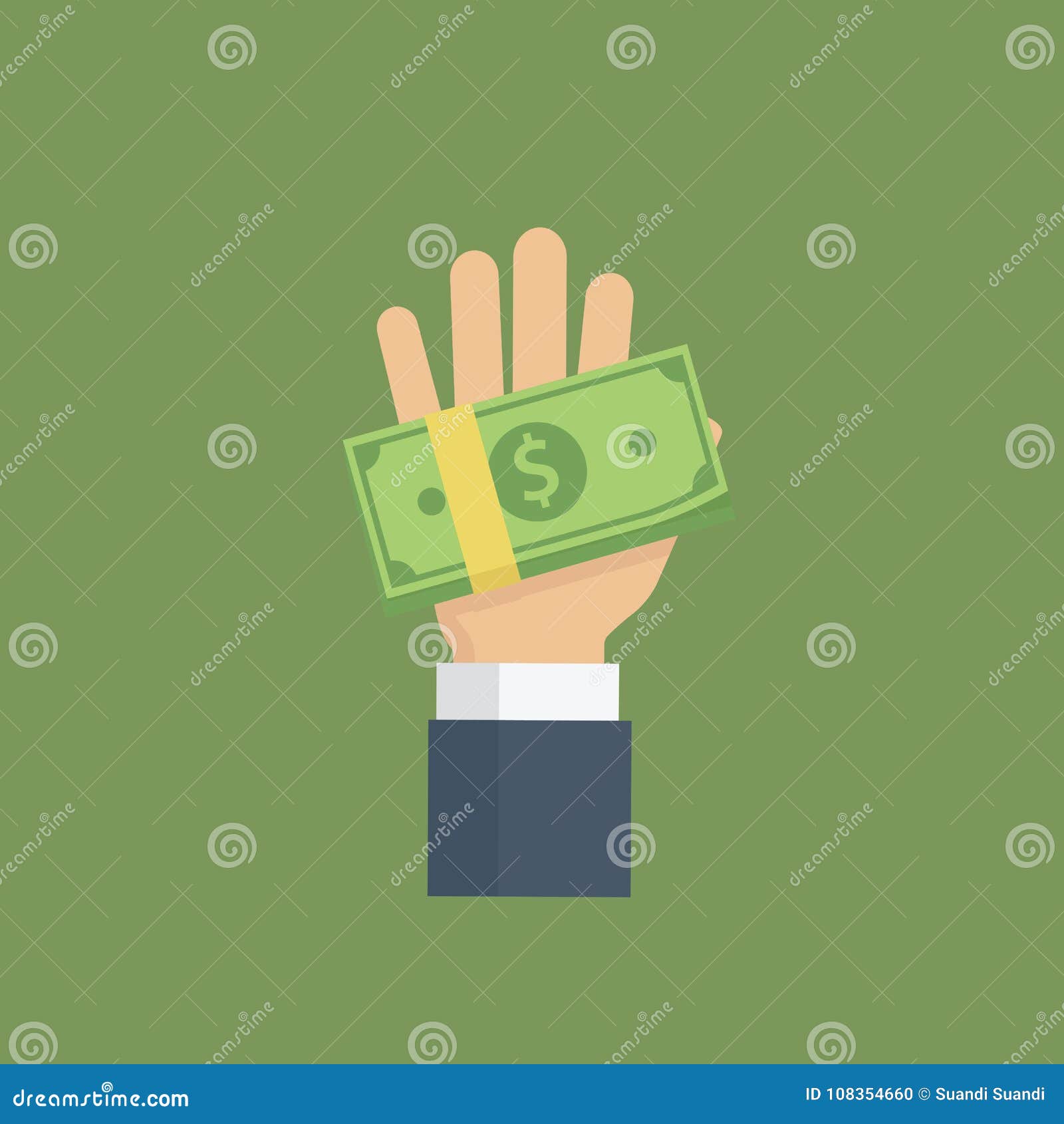 Hand Holding Stack of Money with Offering Gesture Stock Vector ...