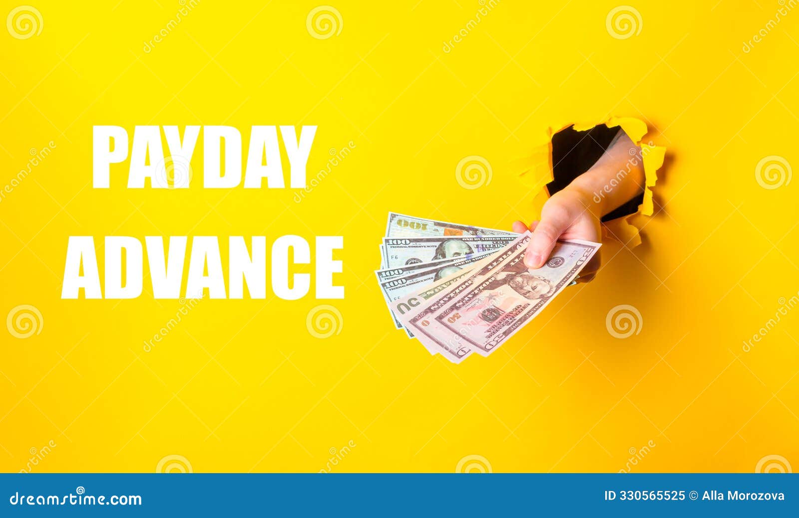 A Hand Holding a Stack of Money with the Words Payday Advance Written ...