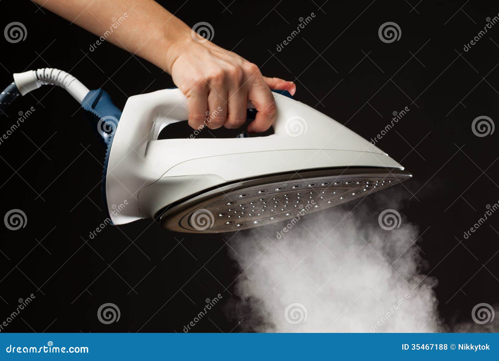 Hand Holding Steam Generator Iron Stock Photo - Image of mist, electric ...