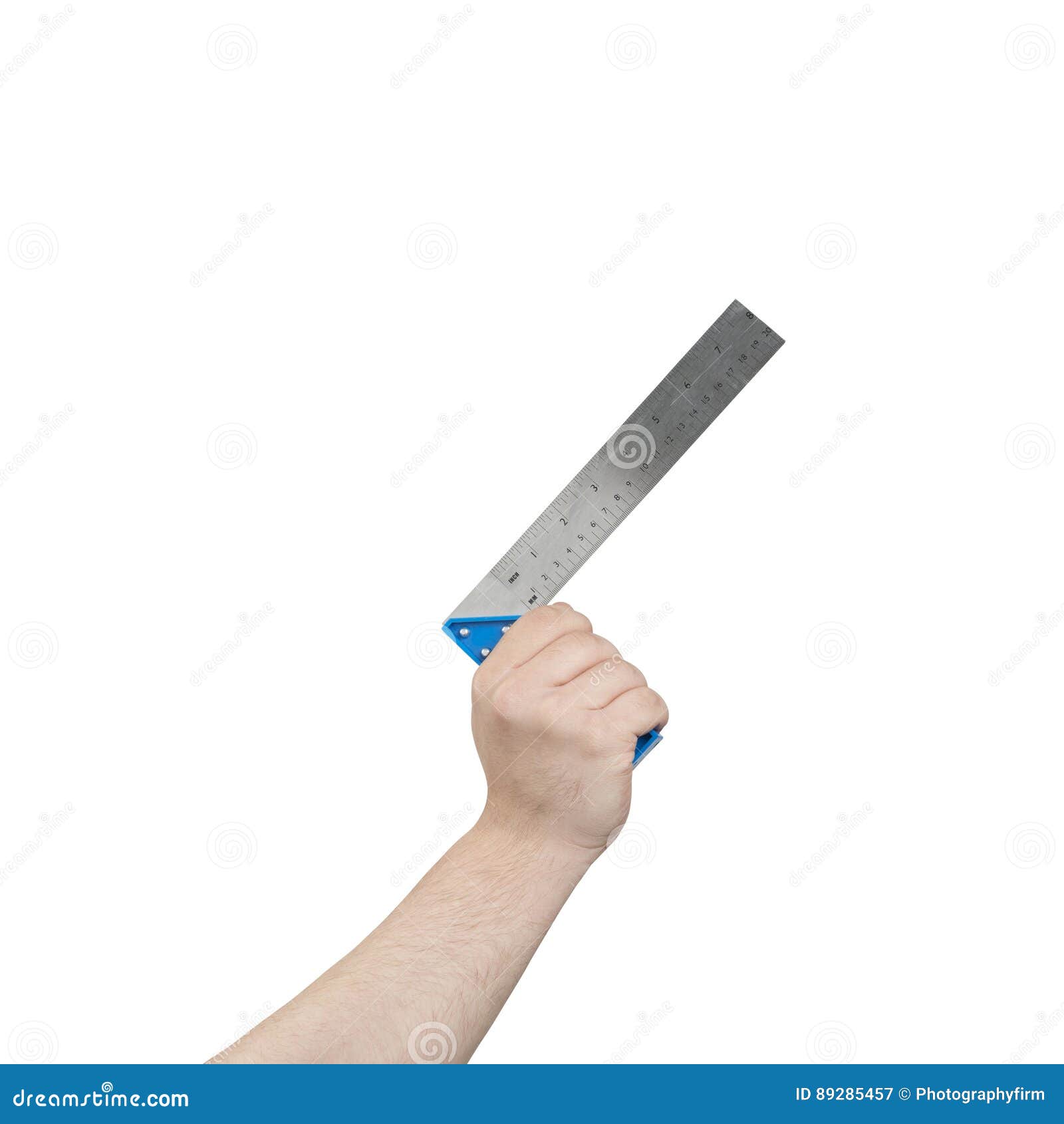 Hand Holding a Steel Square Ruler with Clipping Path Stock Image ...