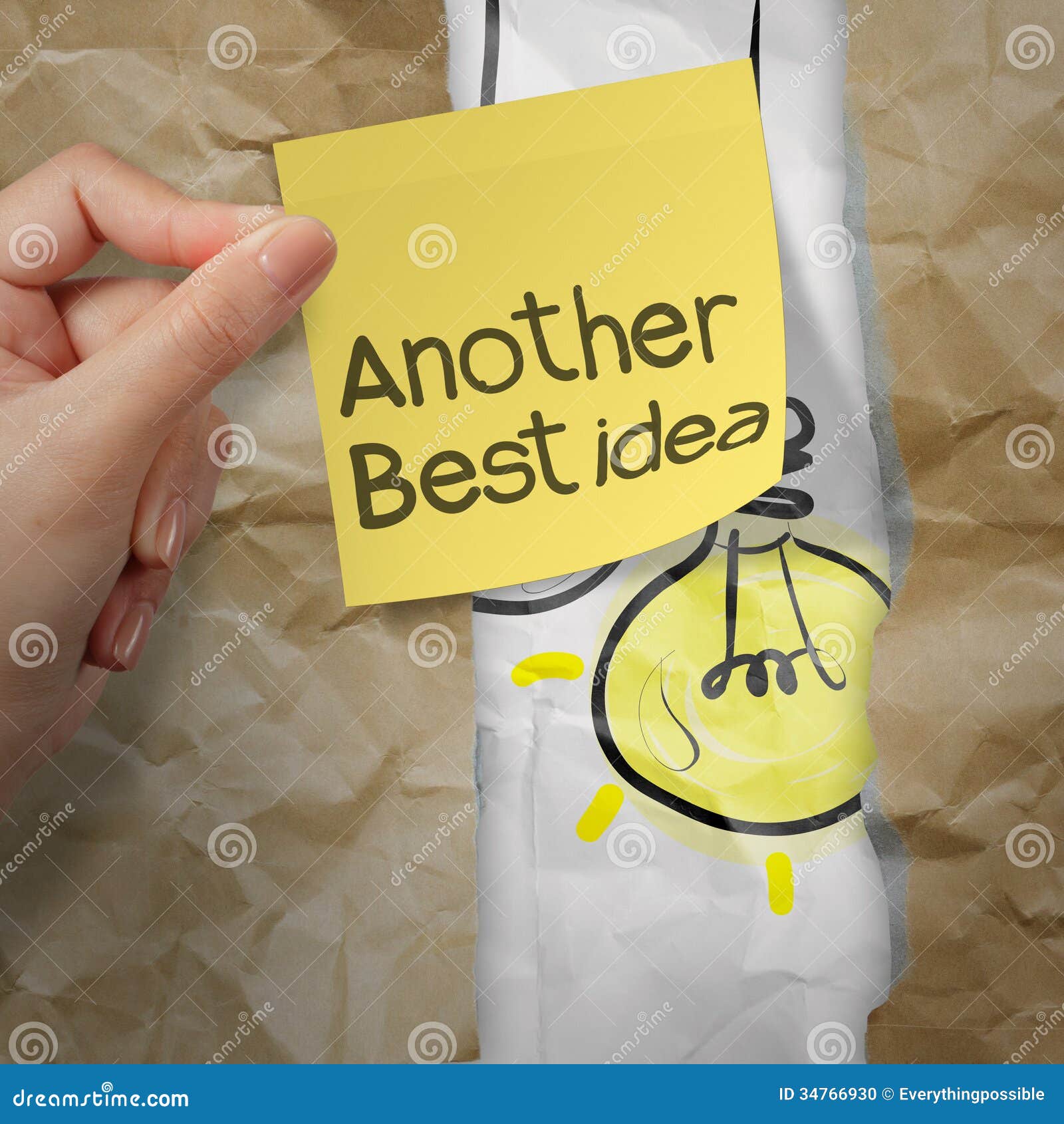 Hand Holding Sticky Note with Another Idea Light Bulb Stock Photo ...