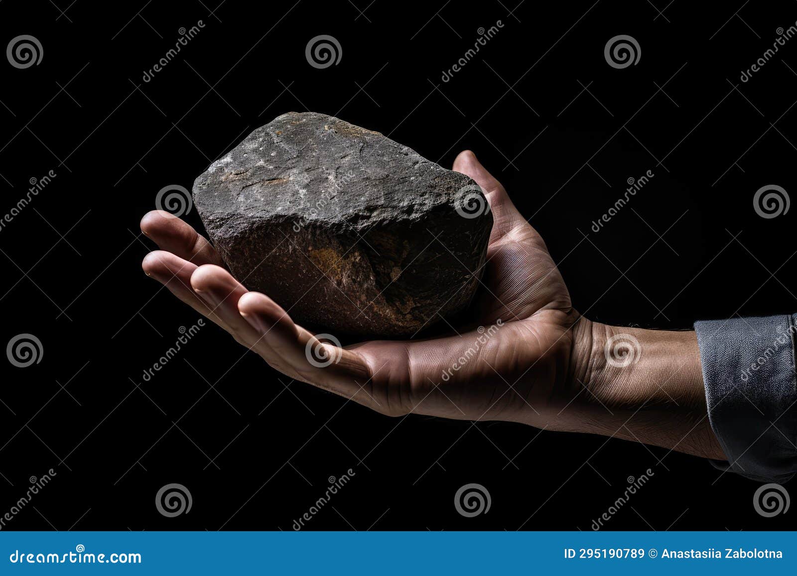Hand Holding Stone Against Dark Background Stock Illustration ...