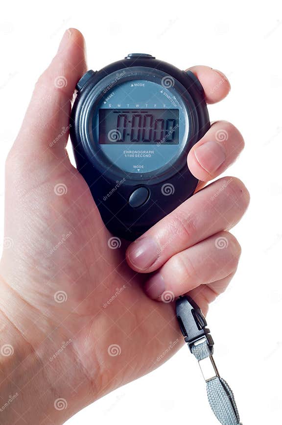 Hand holding a stop watch stock photo. Image of handheld - 18230186