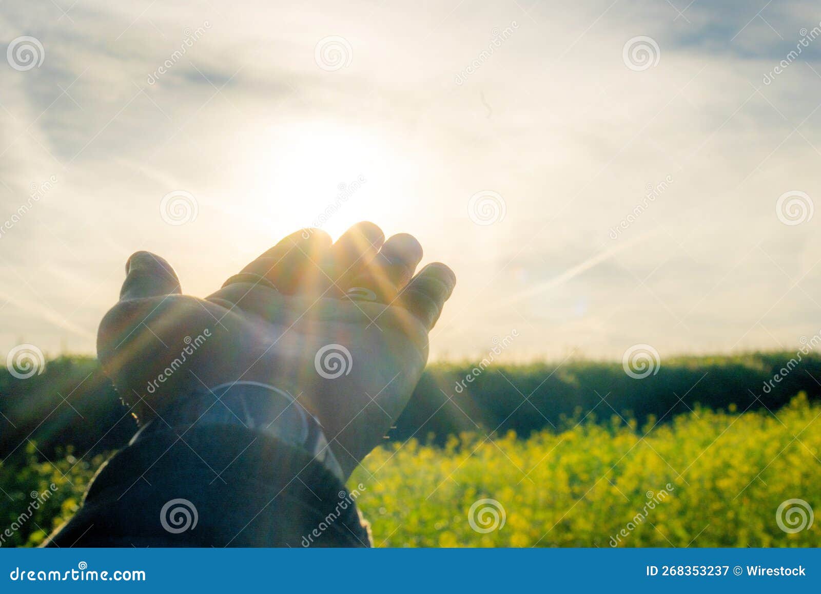 Hand Holding the Sun Outdoors Stock Image - Image of happy, serene ...