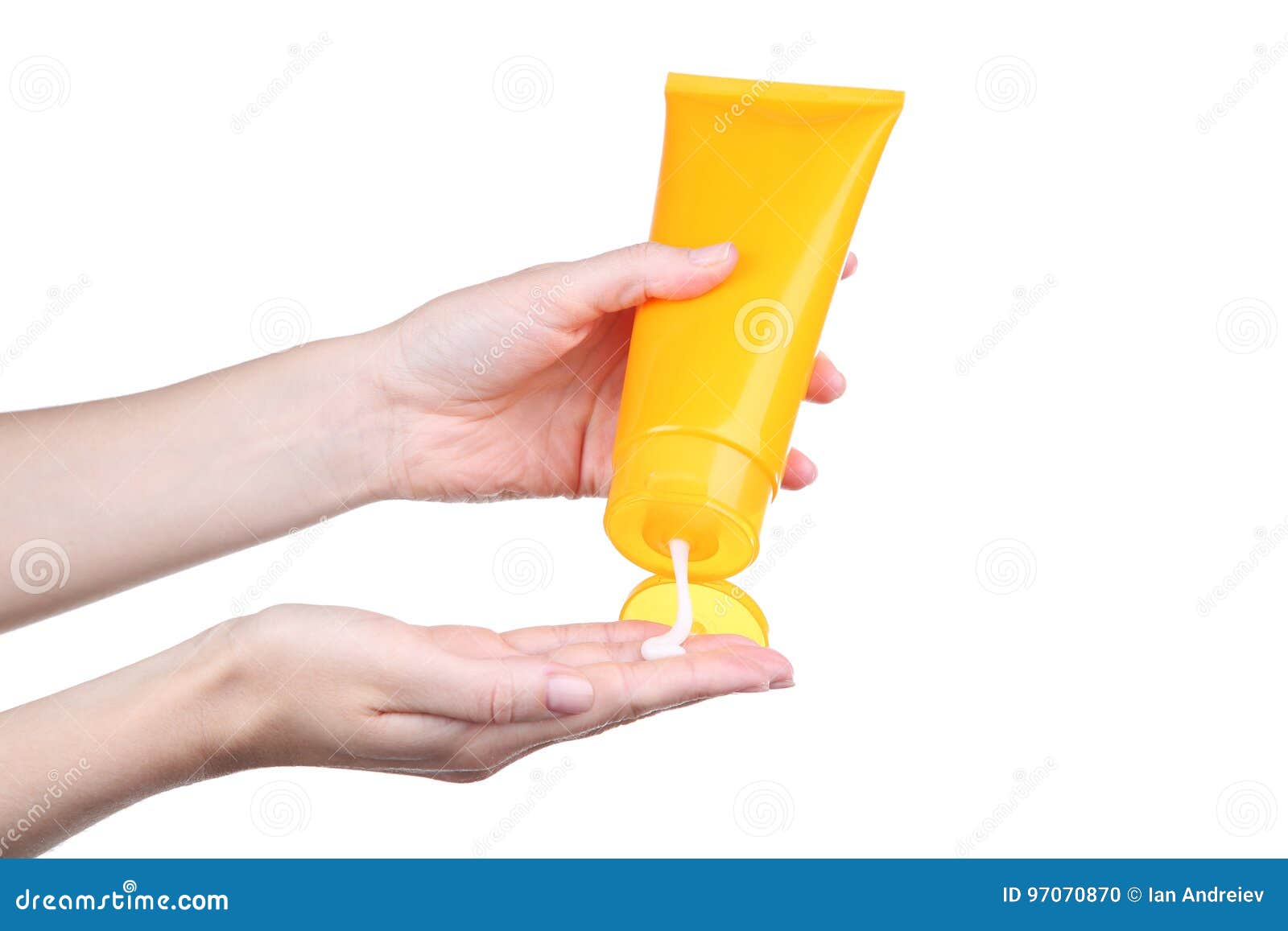 Hand Holding Sunscreen Cream Stock Photo - Image of clear, lotion: 97070870
