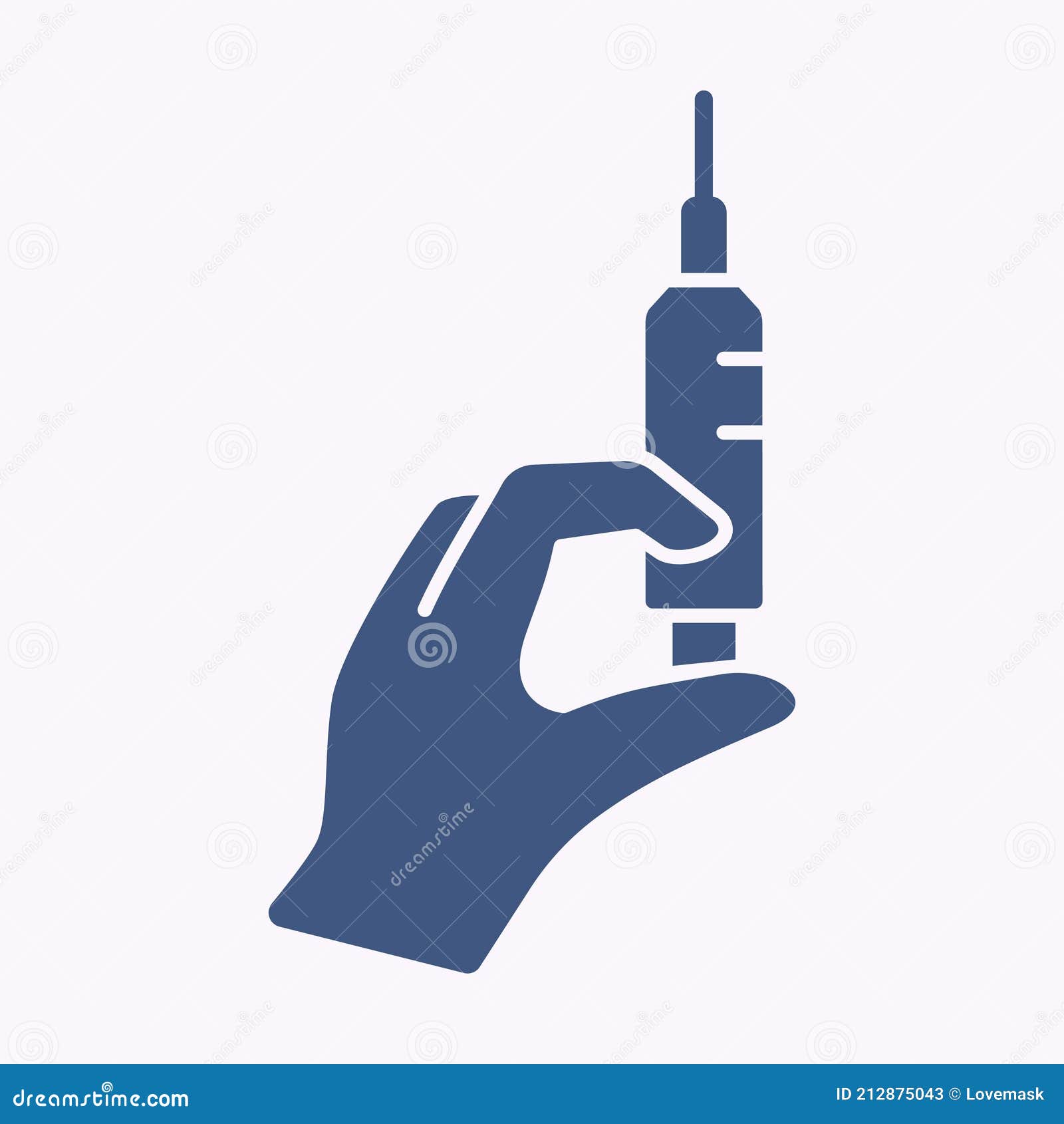Hand Holding Syringe Glyph Icon on White Background. Vector ...