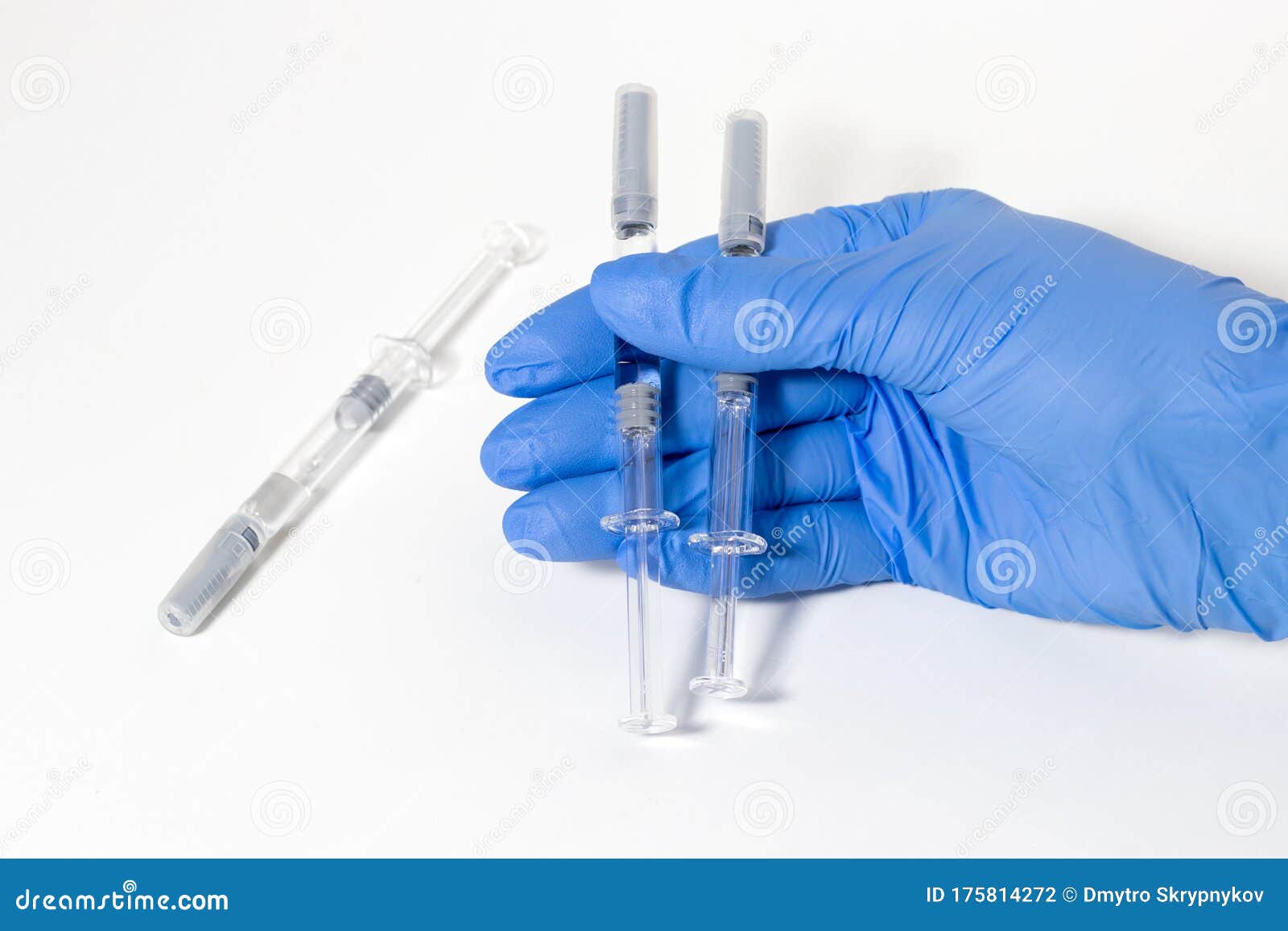 Hand Holding Syringe Isolated on White Stock Photo - Image of ...