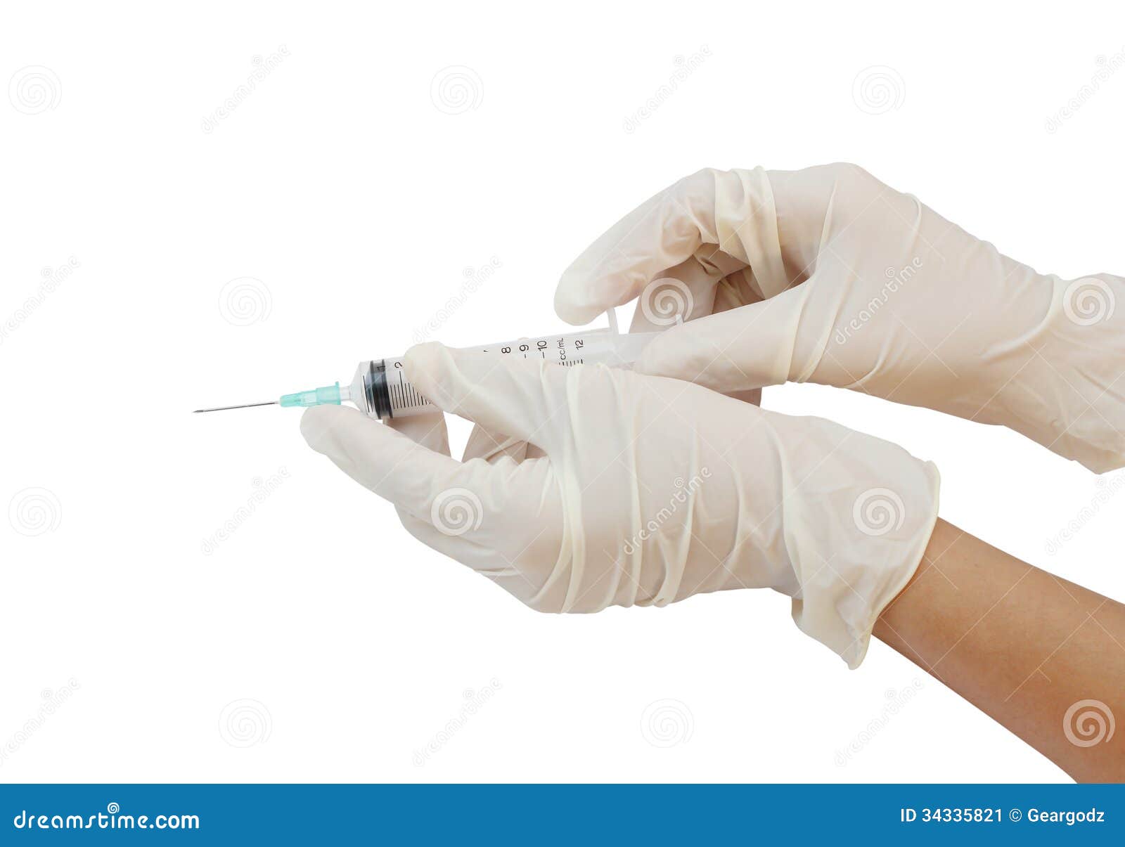 Hand Holding Syringe Isolated On White Background Stock Image - Image ...