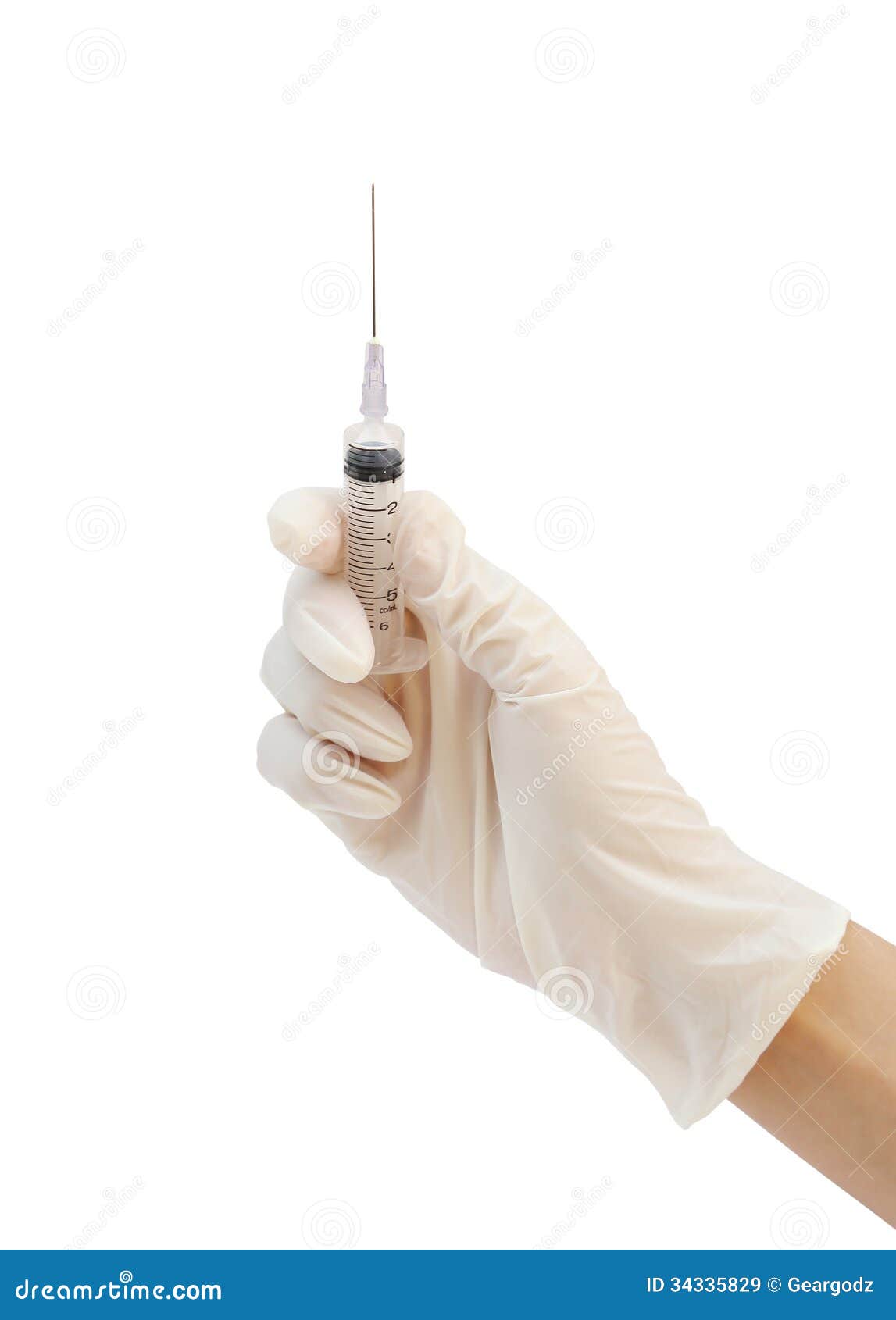 Hand Holding Syringe Isolated on White Background Stock Image - Image ...