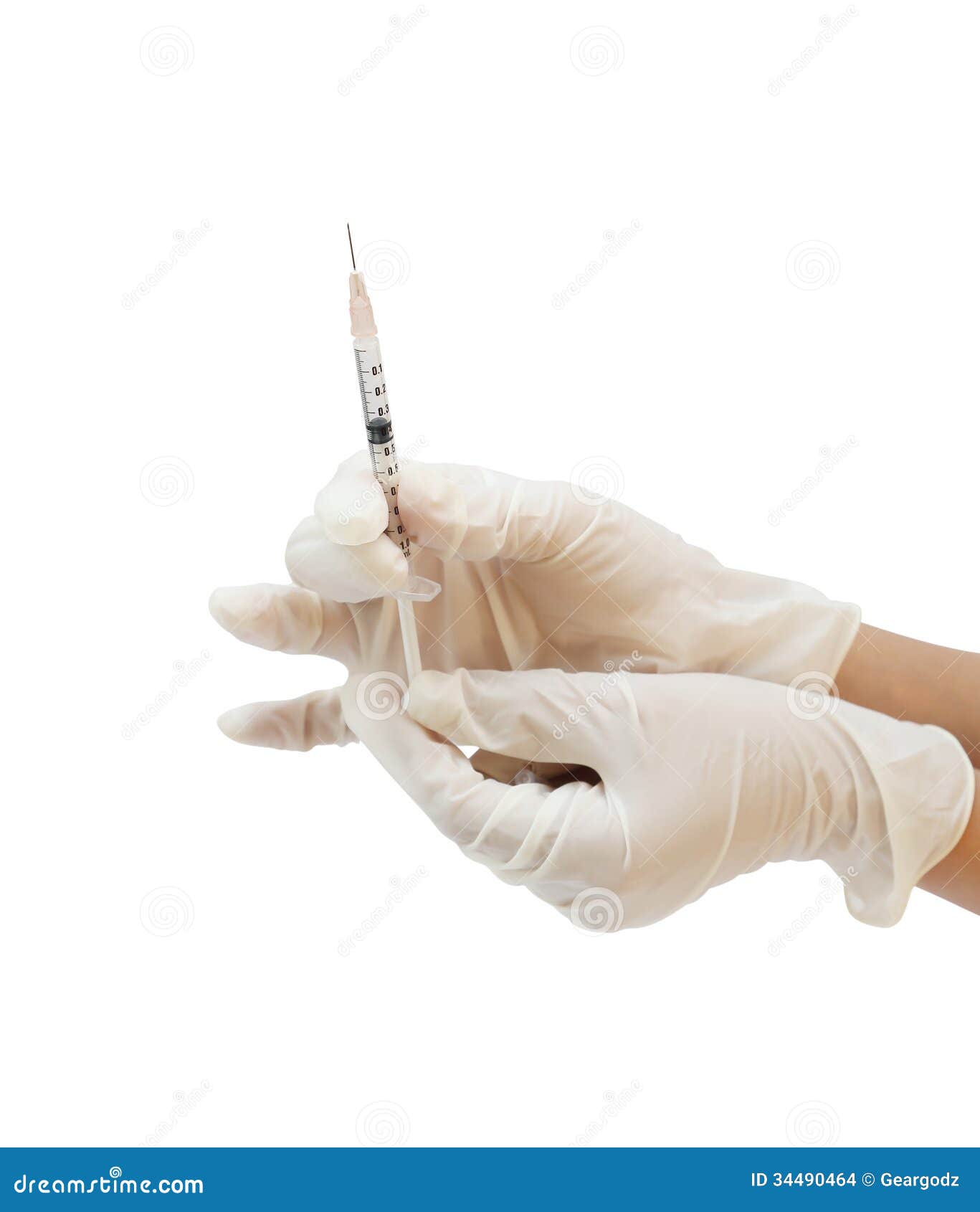 Hand Holding Syringe Isolated on White Background Stock Photo - Image ...