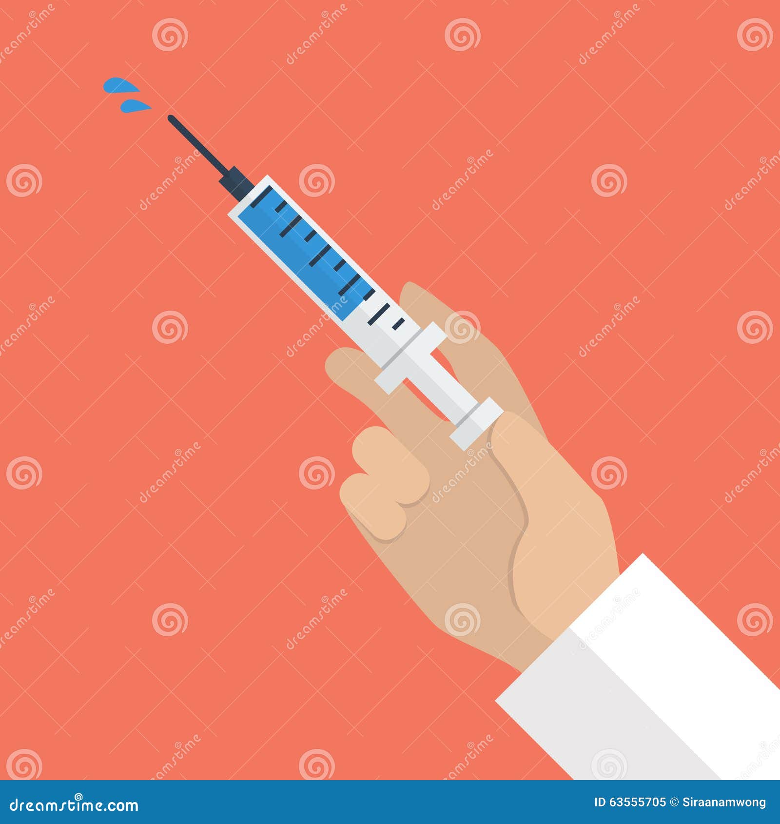 Hand holding syringe stock vector. Illustration of heal - 63555705