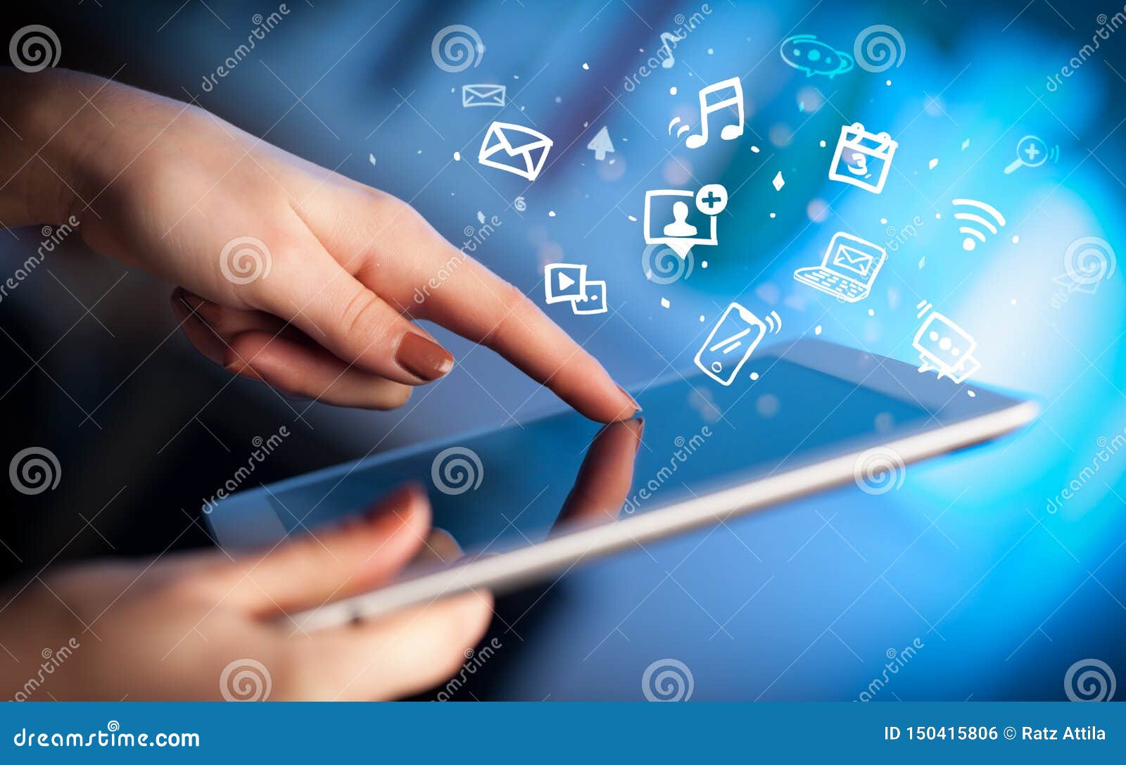 Hand Holding Tablet with Application Concept Stock Photo - Image of ...