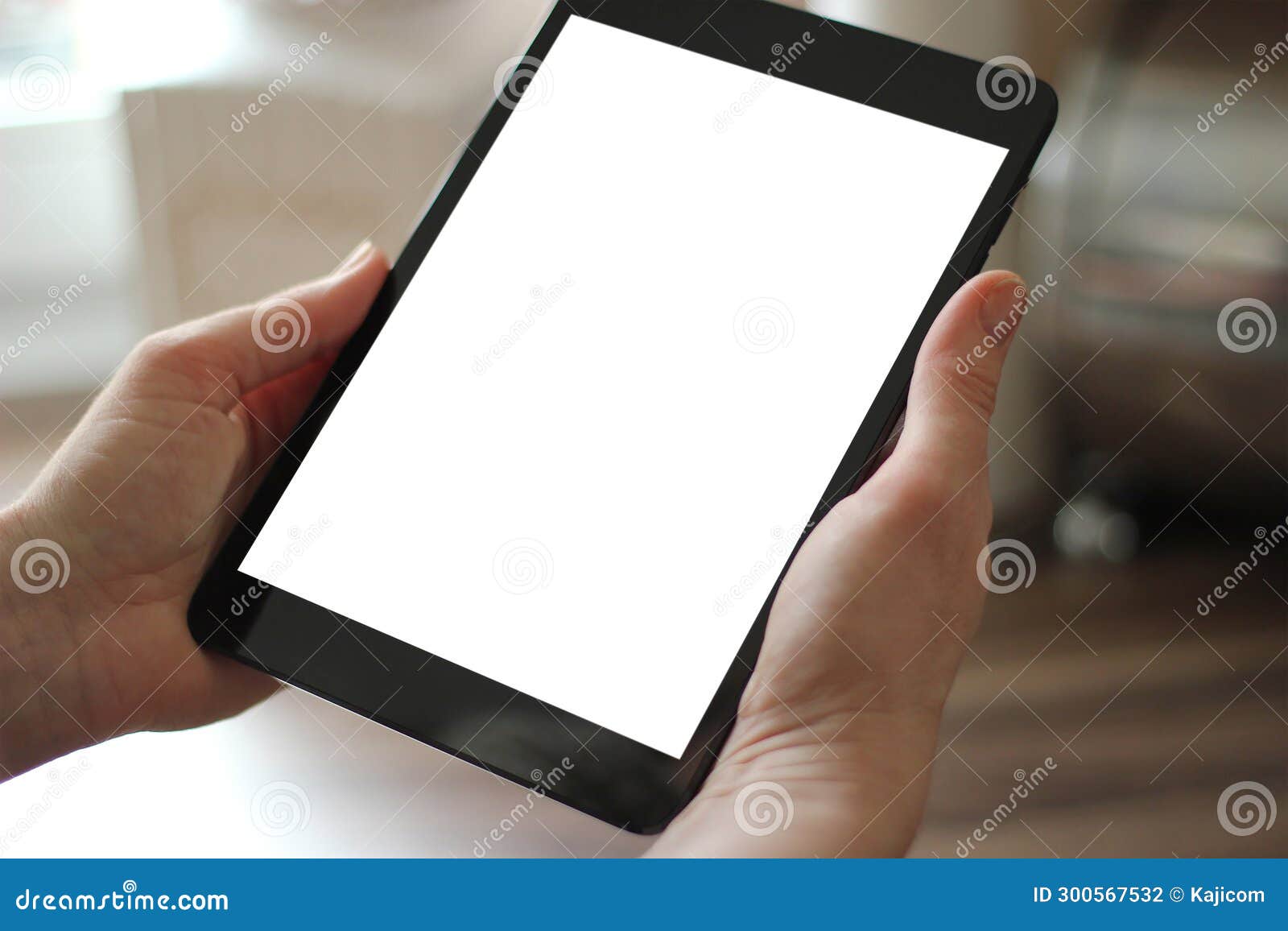 Hand Holding Tablet with Blank Screen Stock Photo - Image of display ...