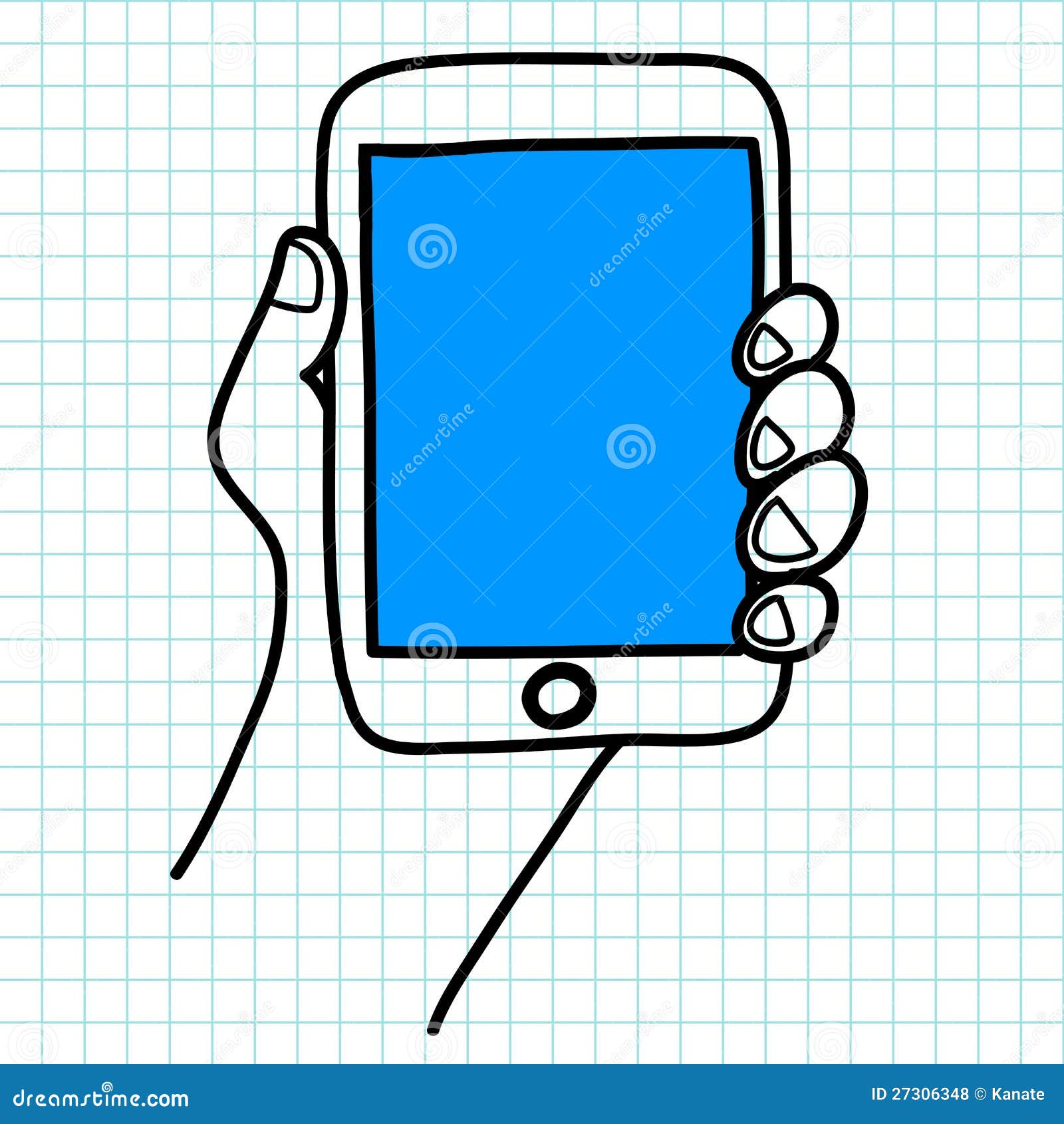 Hand Holding a Tablet Cartoon. Stock Vector - Illustration of digital ...