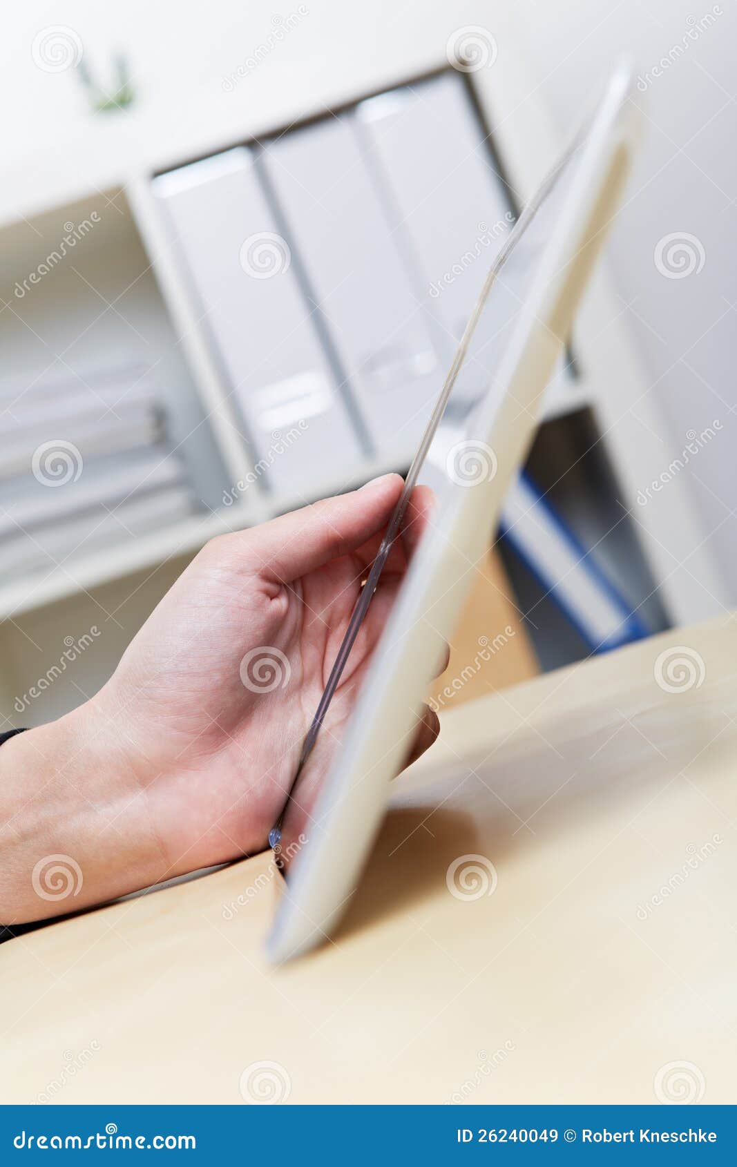 Hand Holding Tablet Computer on Stock Image - Image of mobile ...