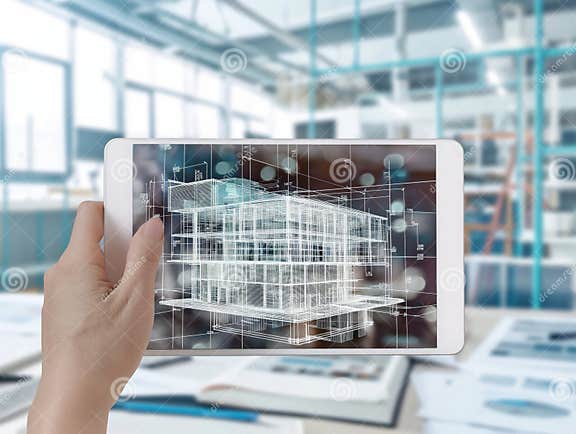 Augmented Reality in Architecture Design Stock Image - Image of tablet ...