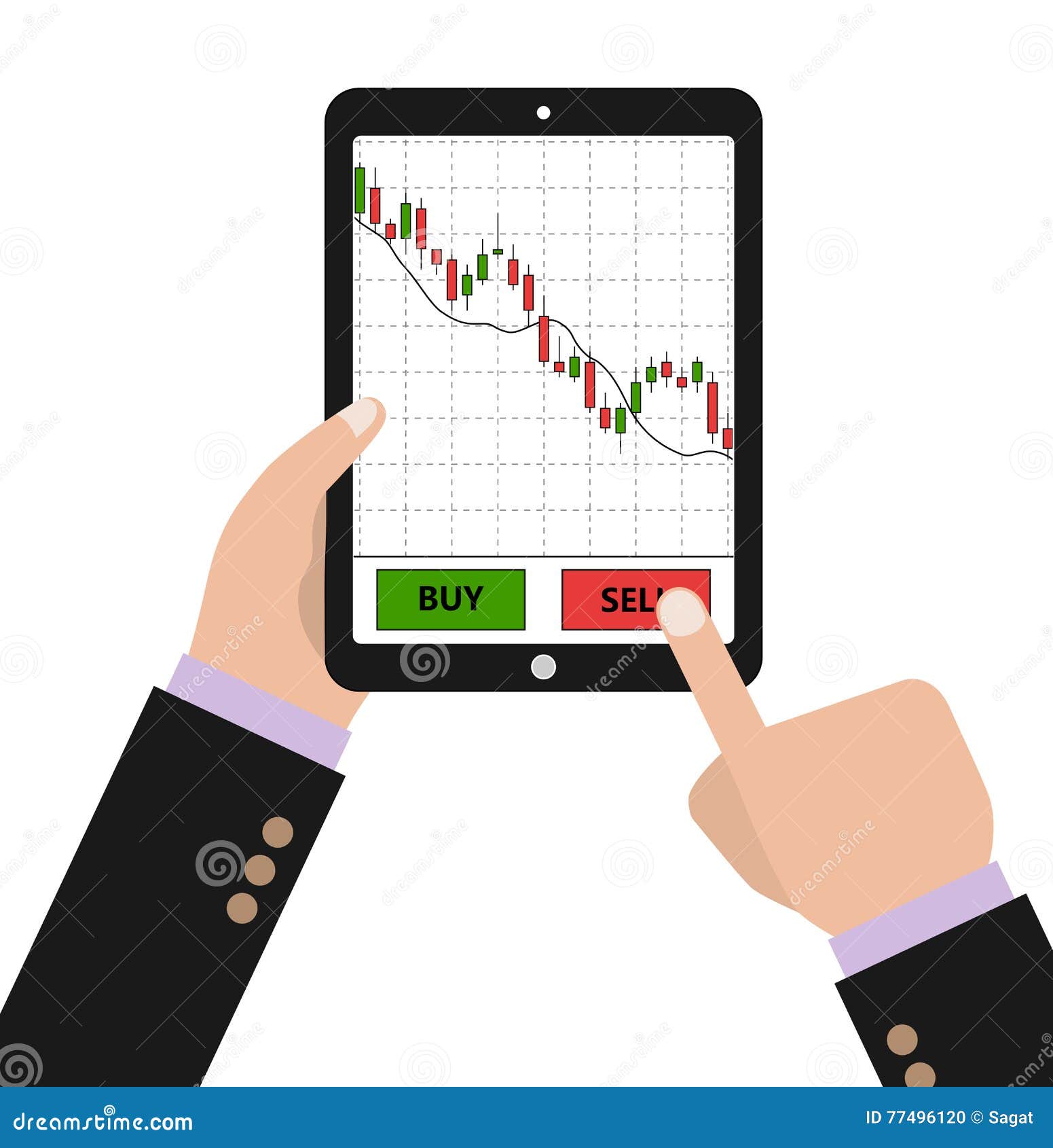 Hand Holding Tablet with Forex Stock Chart. Stock Vector - Illustration ...