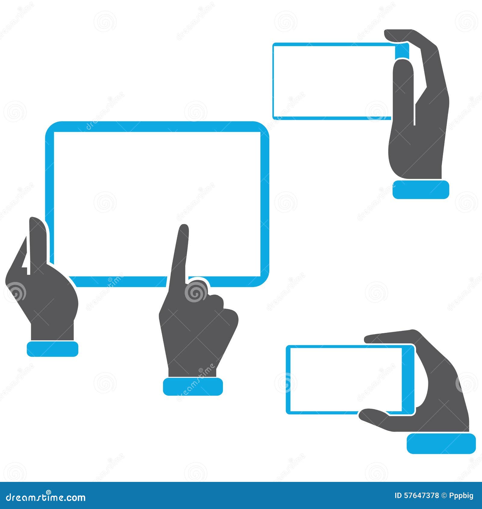 Hand holding tablet icons stock illustration. Illustration of mobile ...