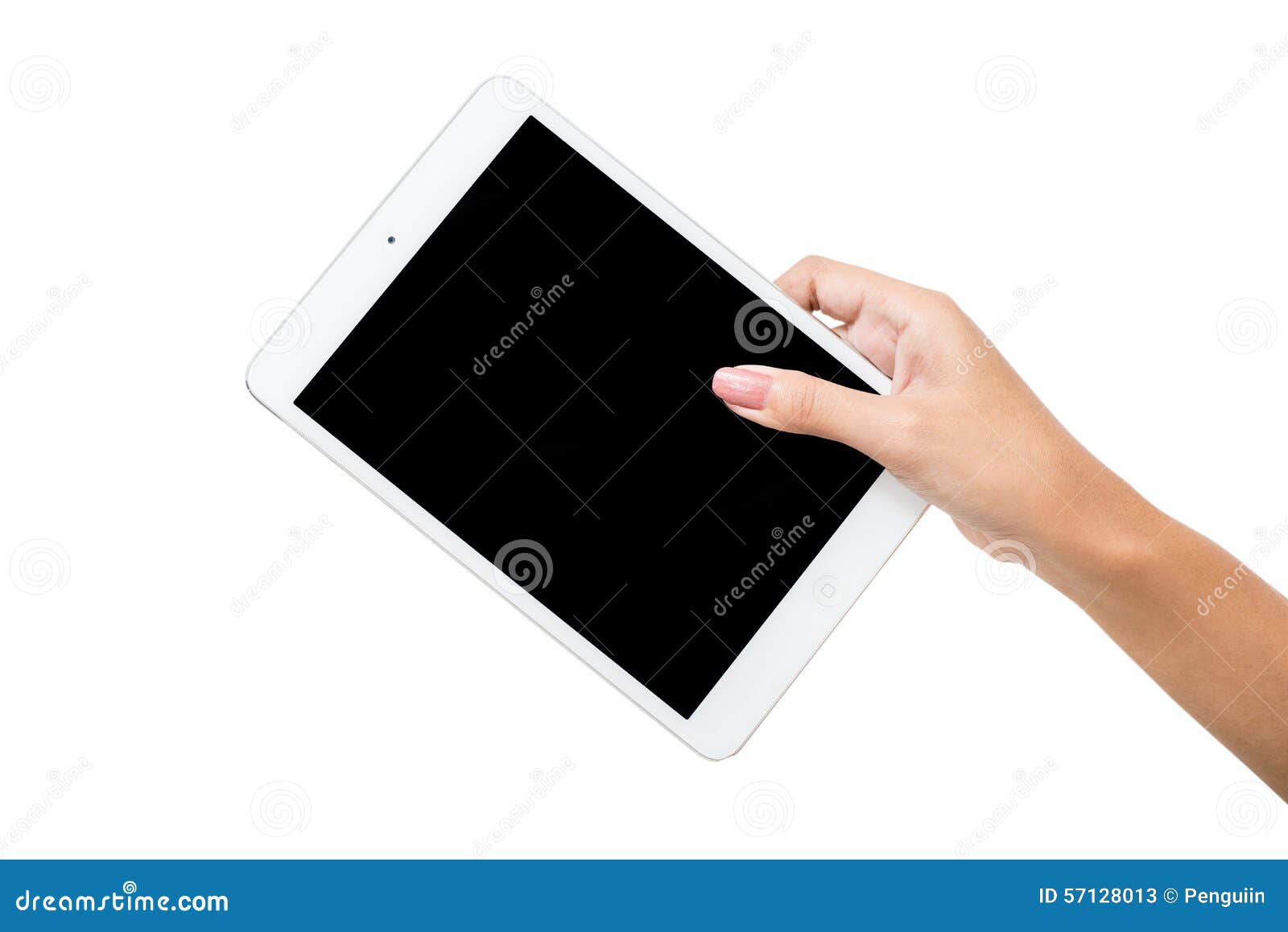 Hand Holding Tablet Isolated White Stock Image - Image of electronic ...