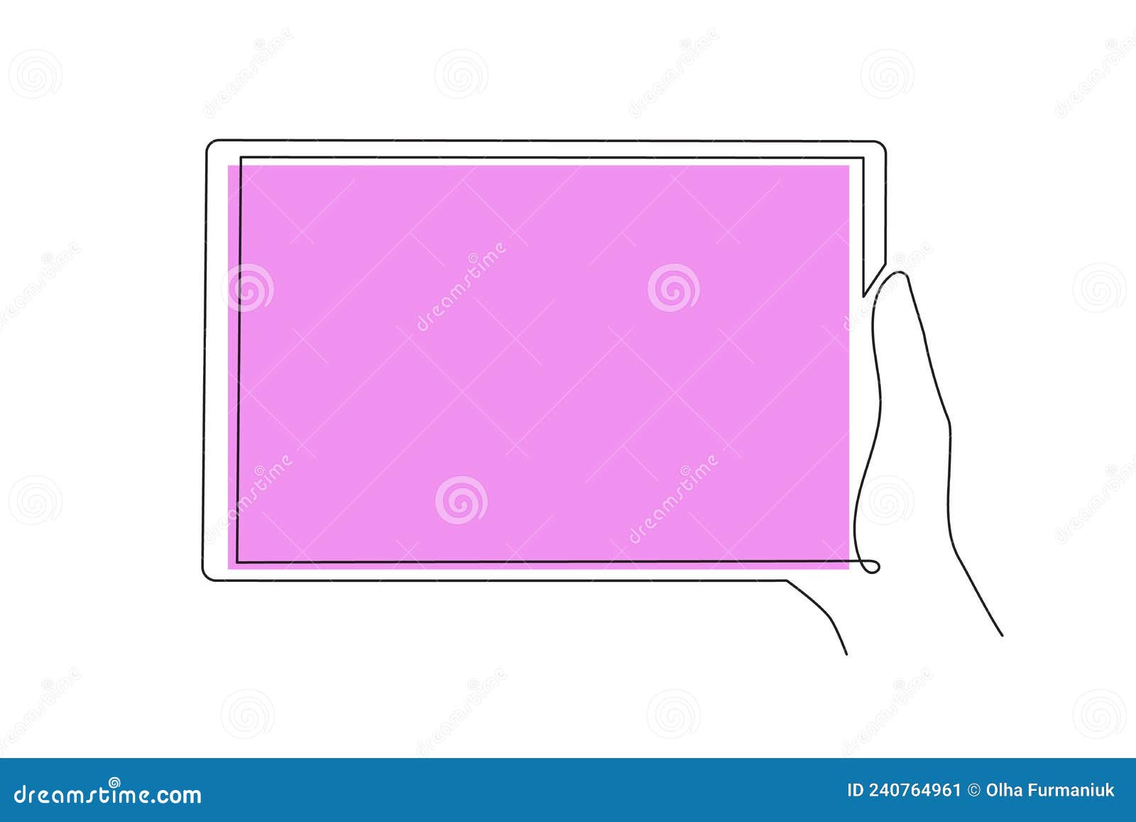 Hand Holding Tablet, One Line Art, Hand Drawn Continuous Contour ...