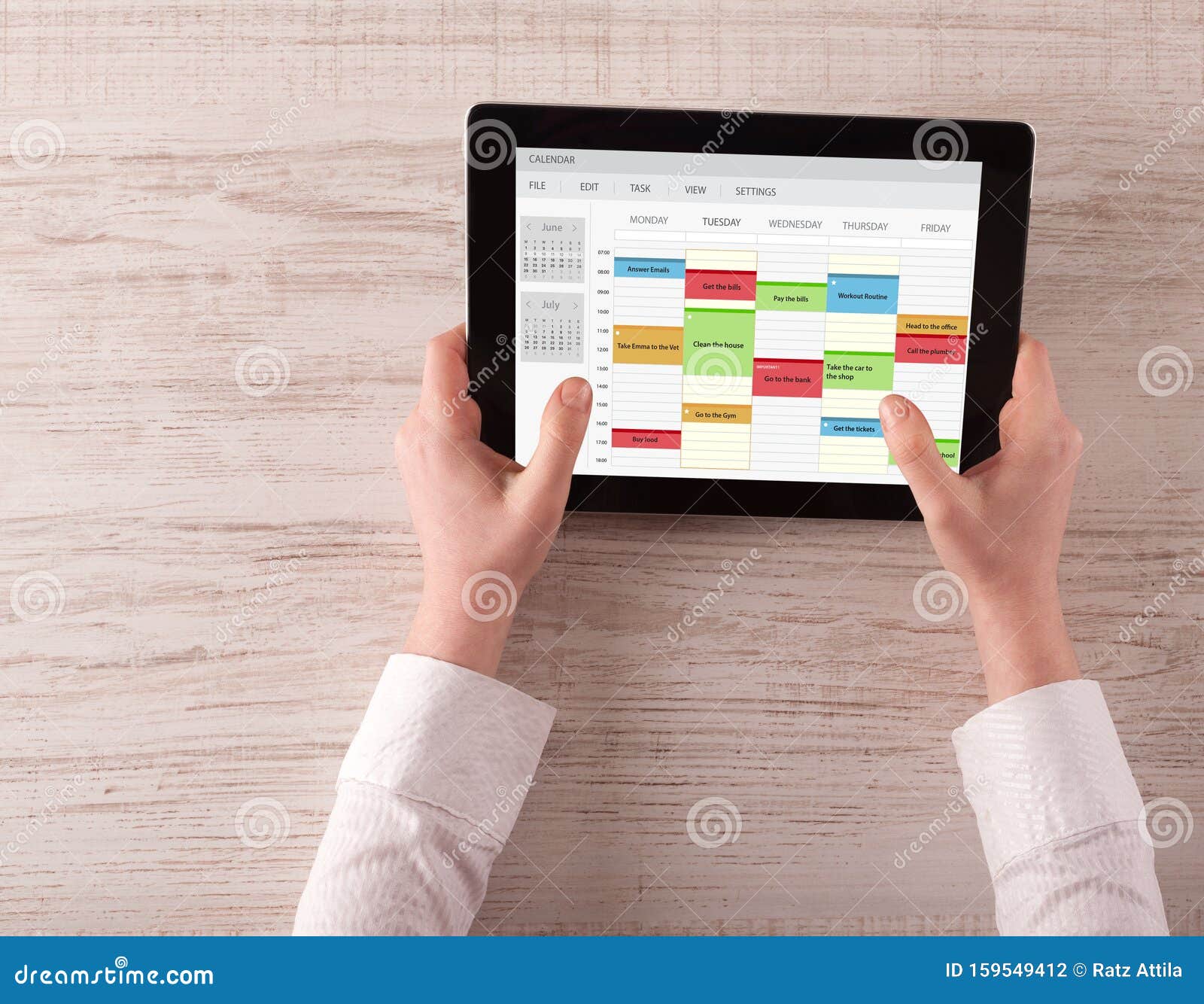 Hand Holding Tablet with Timetable Concept Stock Photo - Image of hour ...