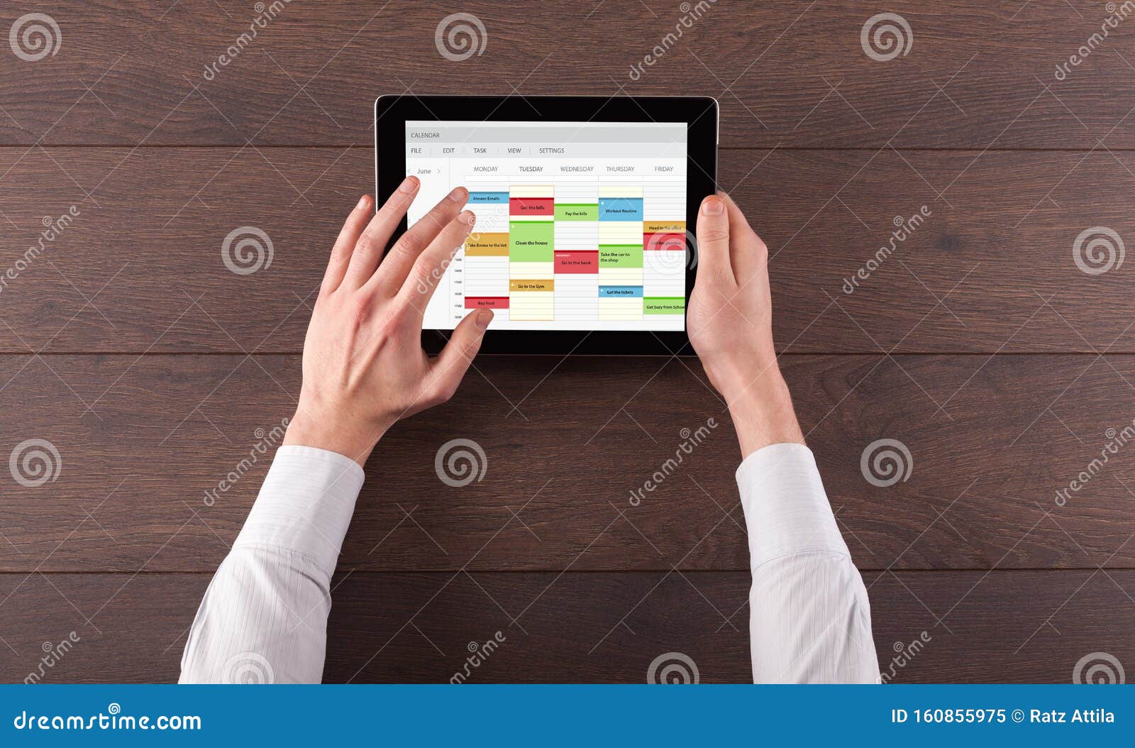 Hand Holding Tablet with Timetable Concept Stock Image - Image of ...
