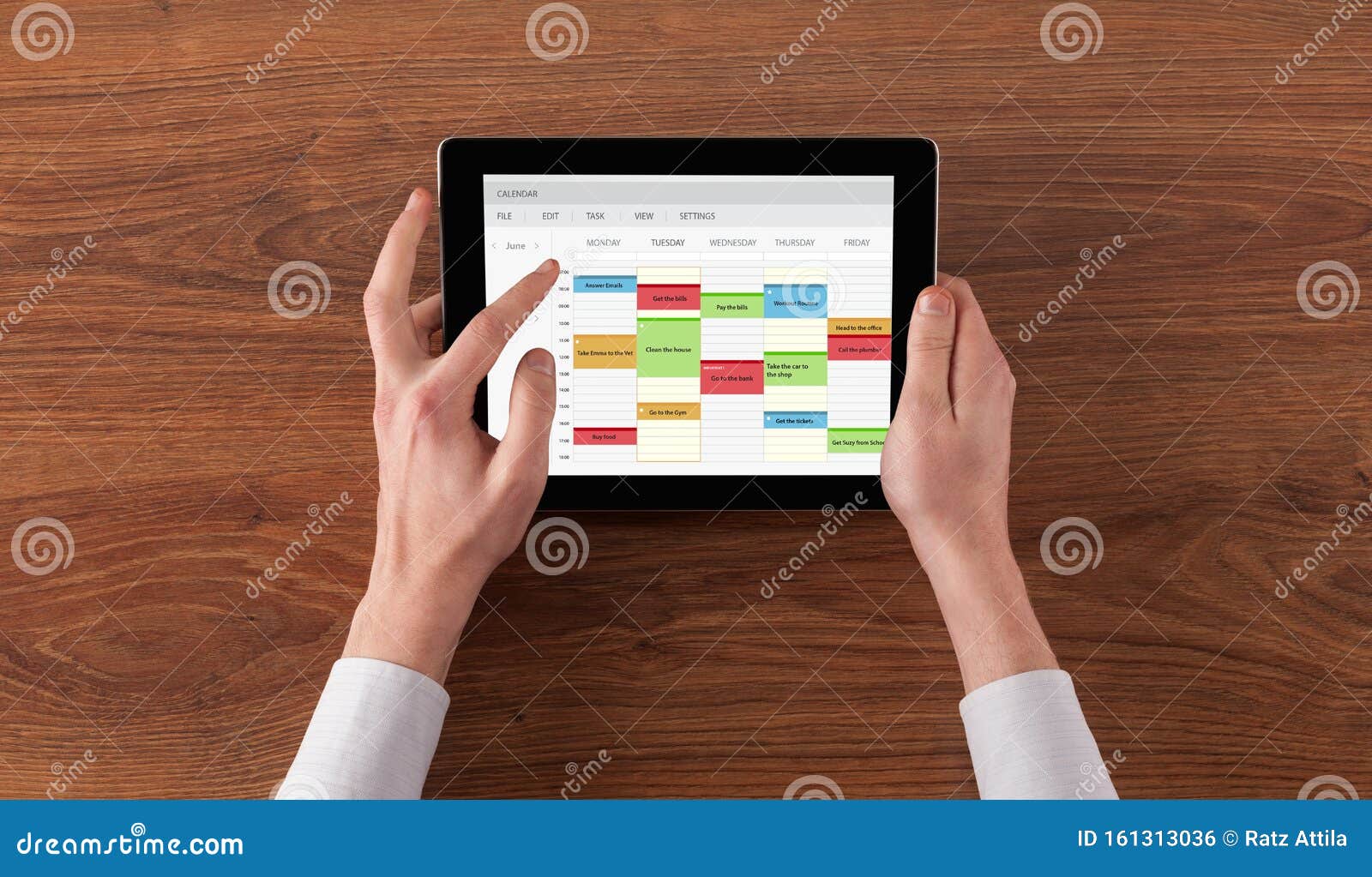 Hand Holding Tablet with Timetable Concept Stock Photo - Image of book ...
