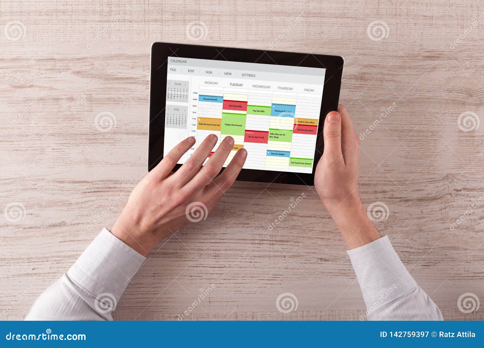 Hand Holding Tablet with Timetable Concept Stock Image - Image of file ...