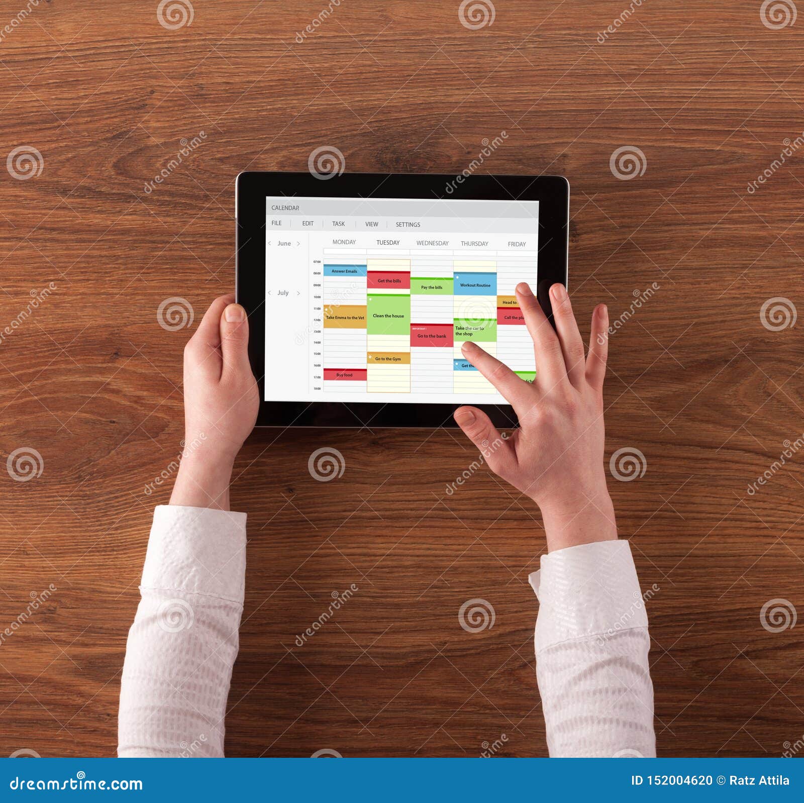 Hand Holding Tablet with Timetable Concept Stock Photo - Image of edit ...