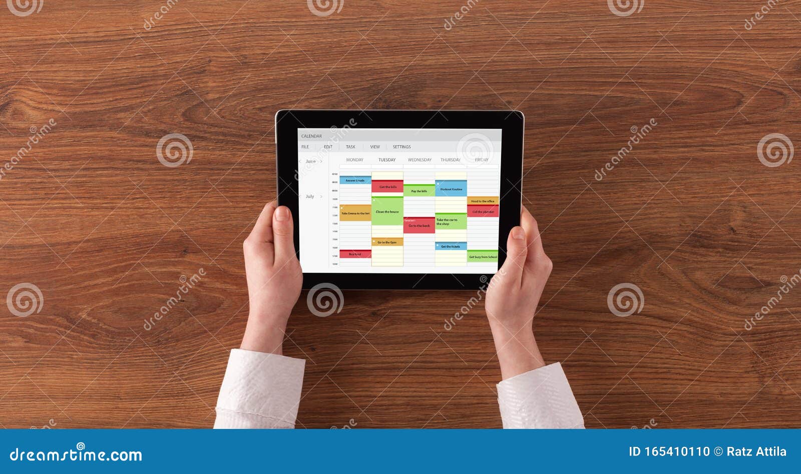 Hand Holding Tablet with Timetable Concept Stock Photo - Image of ...