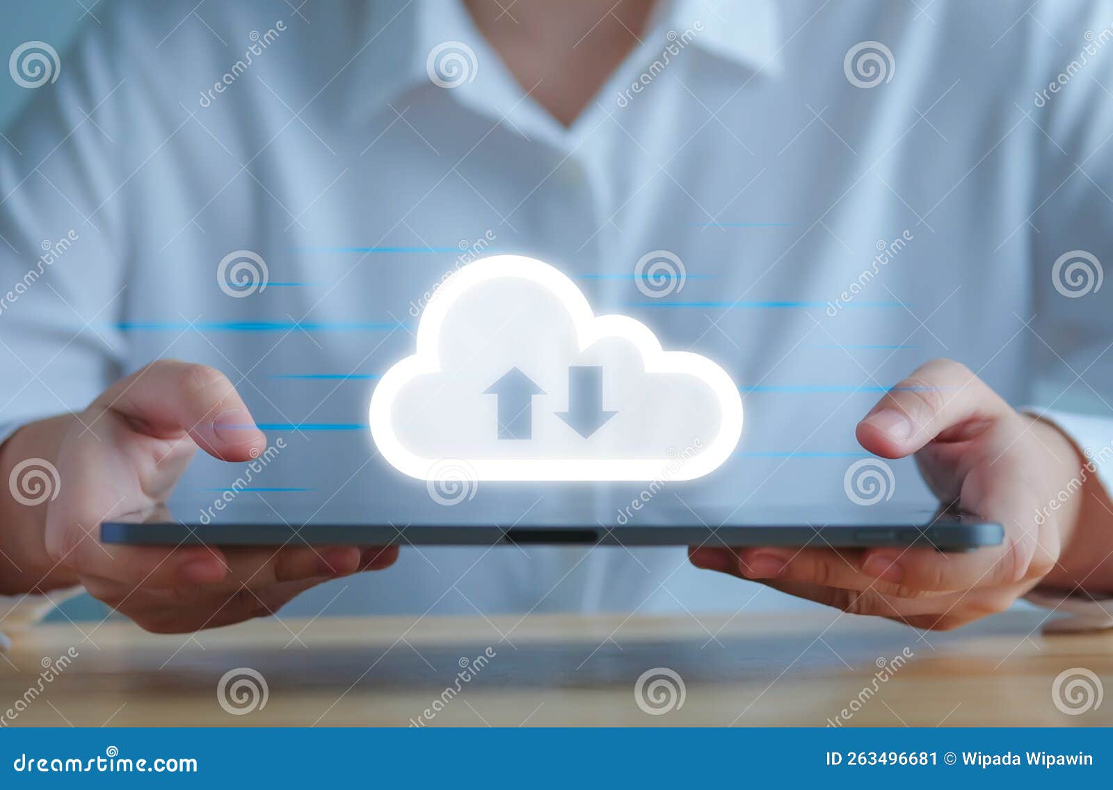 Hand Holding Tablet with Virtual Cloud Computing for Upload and ... Hand Holding Tablet with Virtual Cloud Computing for Upload and ...