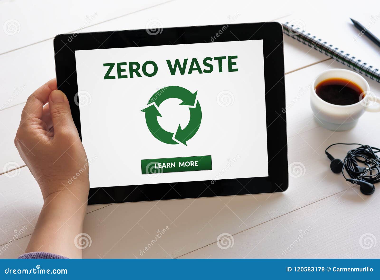 Hand Holding Tablet with Zero Waste Concept on Screen Stock Photo ...