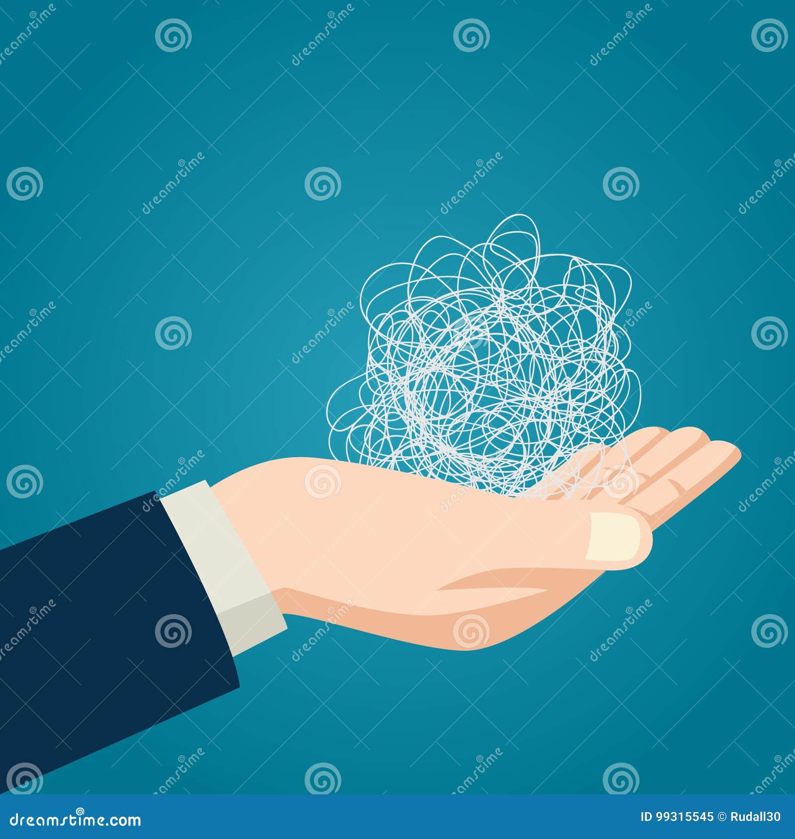 Hand Holding Tangled Thread Stock Vector - Illustration of difficult ...