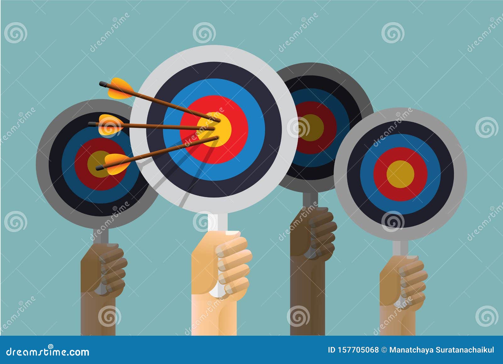 Hand Holding Target with Arrow. Stock Illustration - Illustration of ...