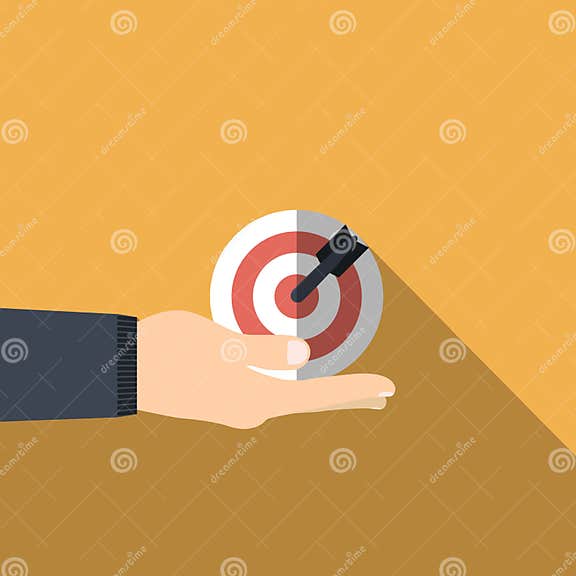 Hand Holding Target in Flat Design on Background Stock Vector ...