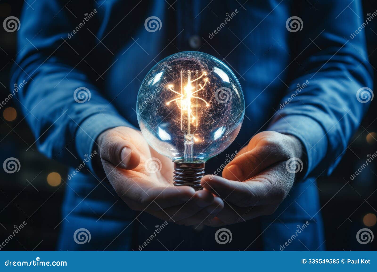 Hand Holding Target Objective with Creative Light Bulb Icon for ...