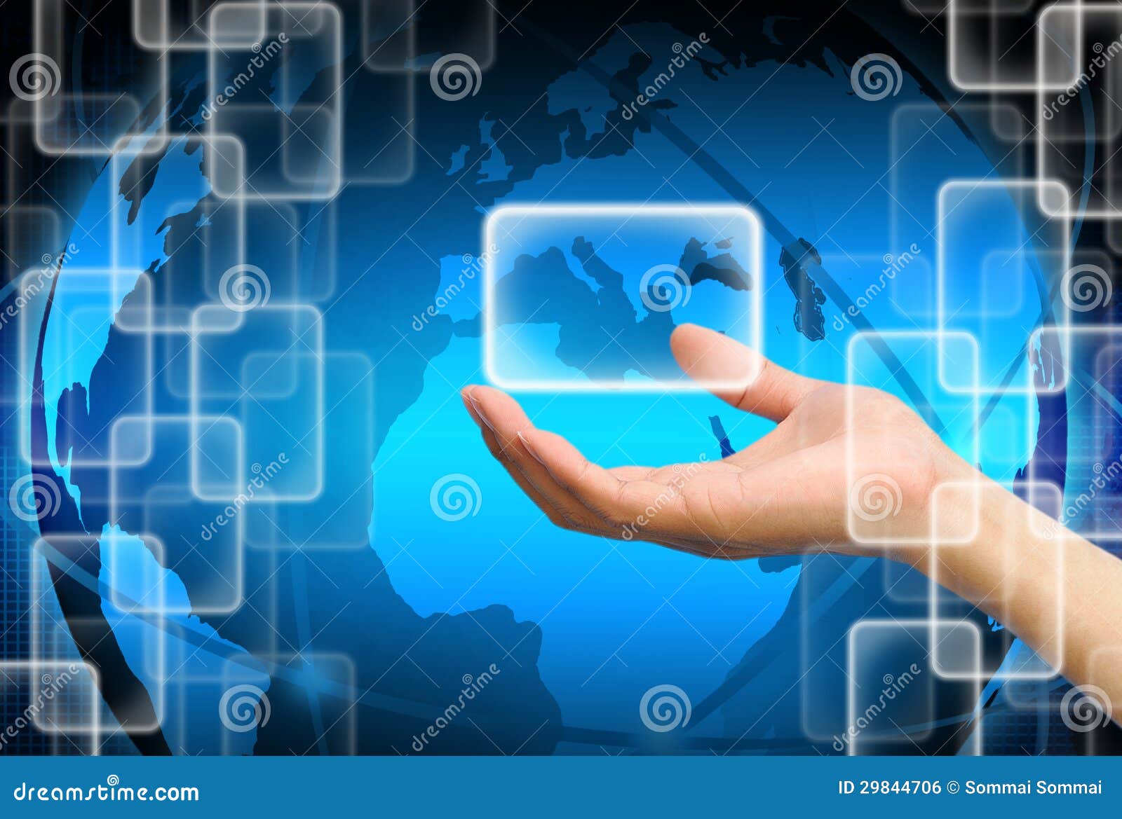 Hand holding on technology stock illustration. Illustration of computer ...