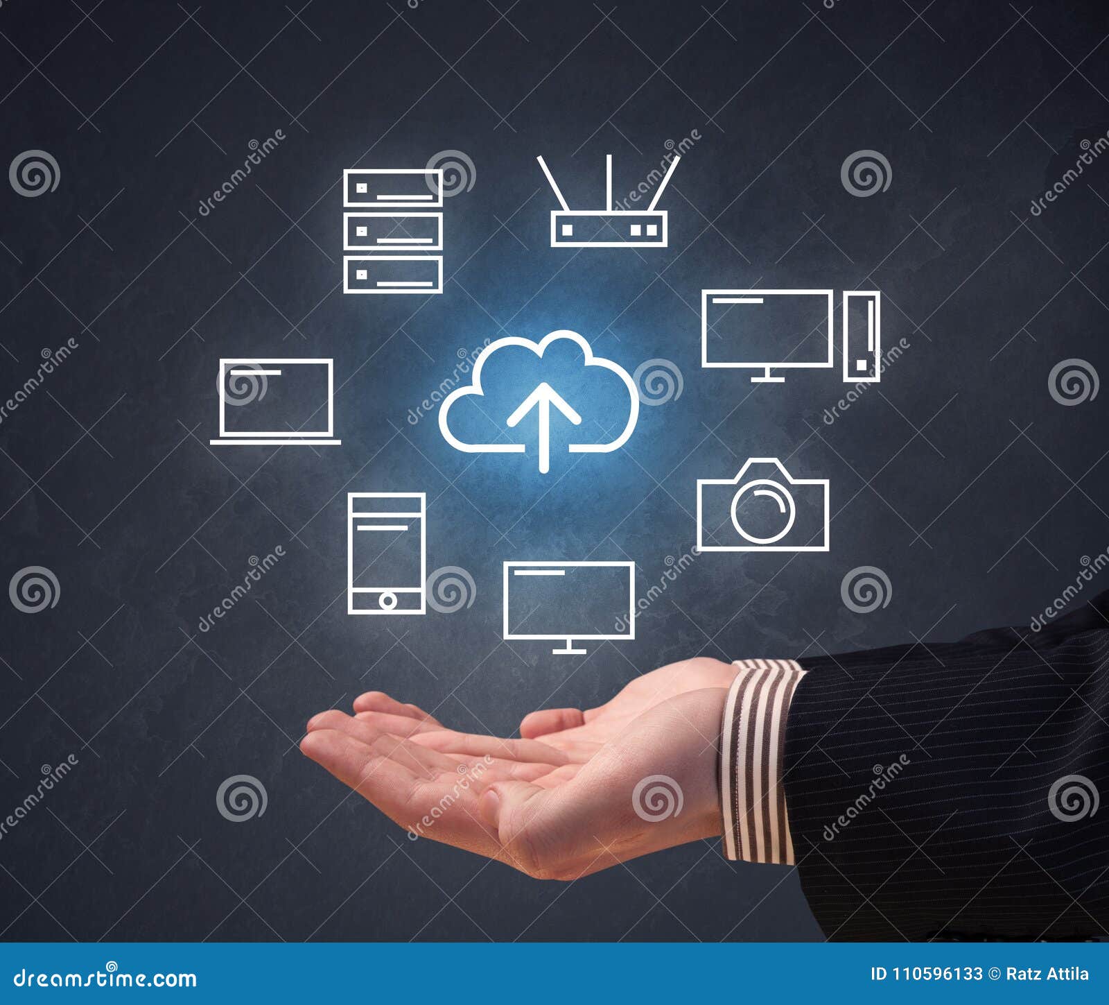 Hand Holding Technology Related Icons Stock Image - Image of ...